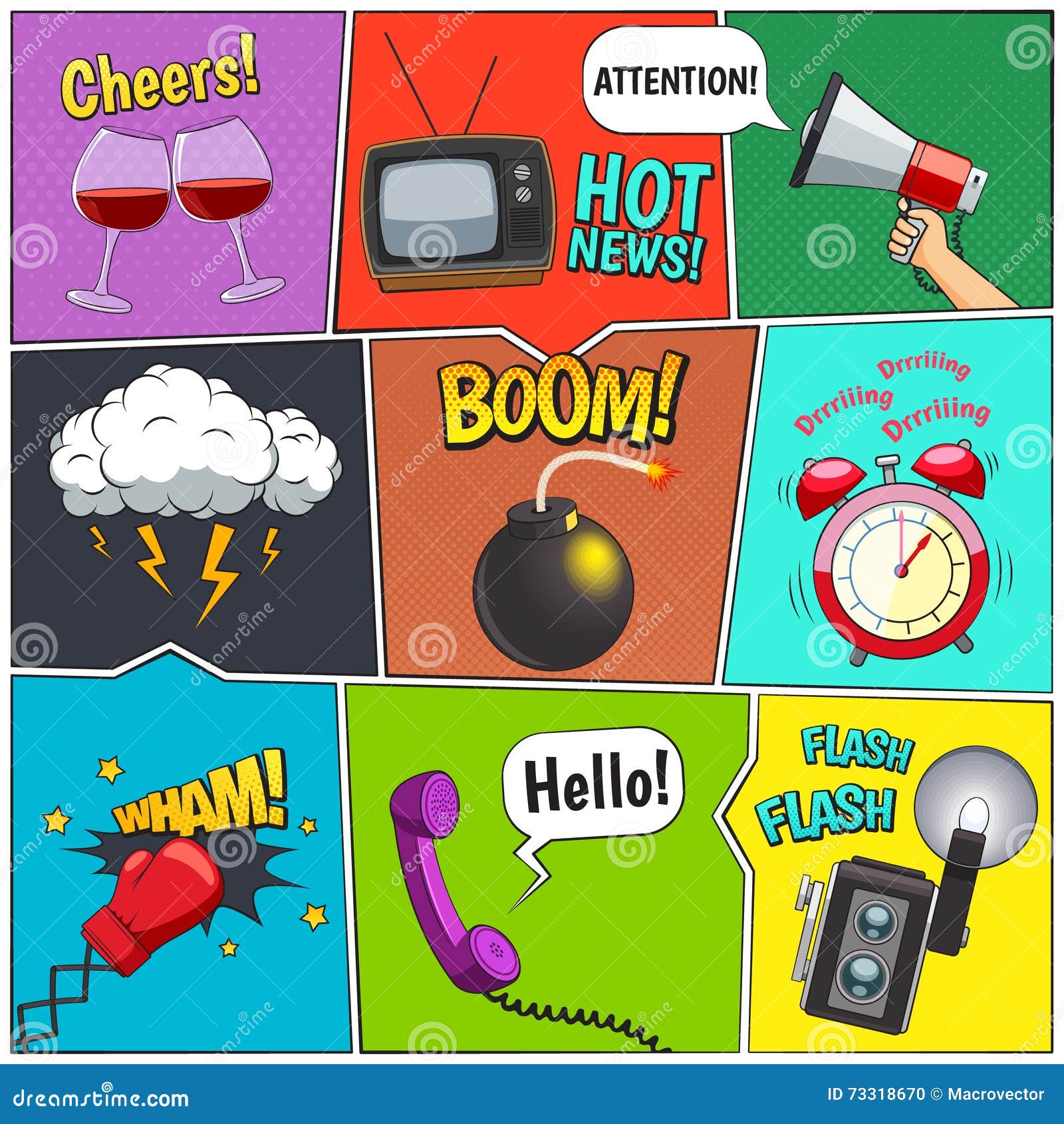 Comic Books Colorful Panels Design Set Stock Vector - Illustration of ...