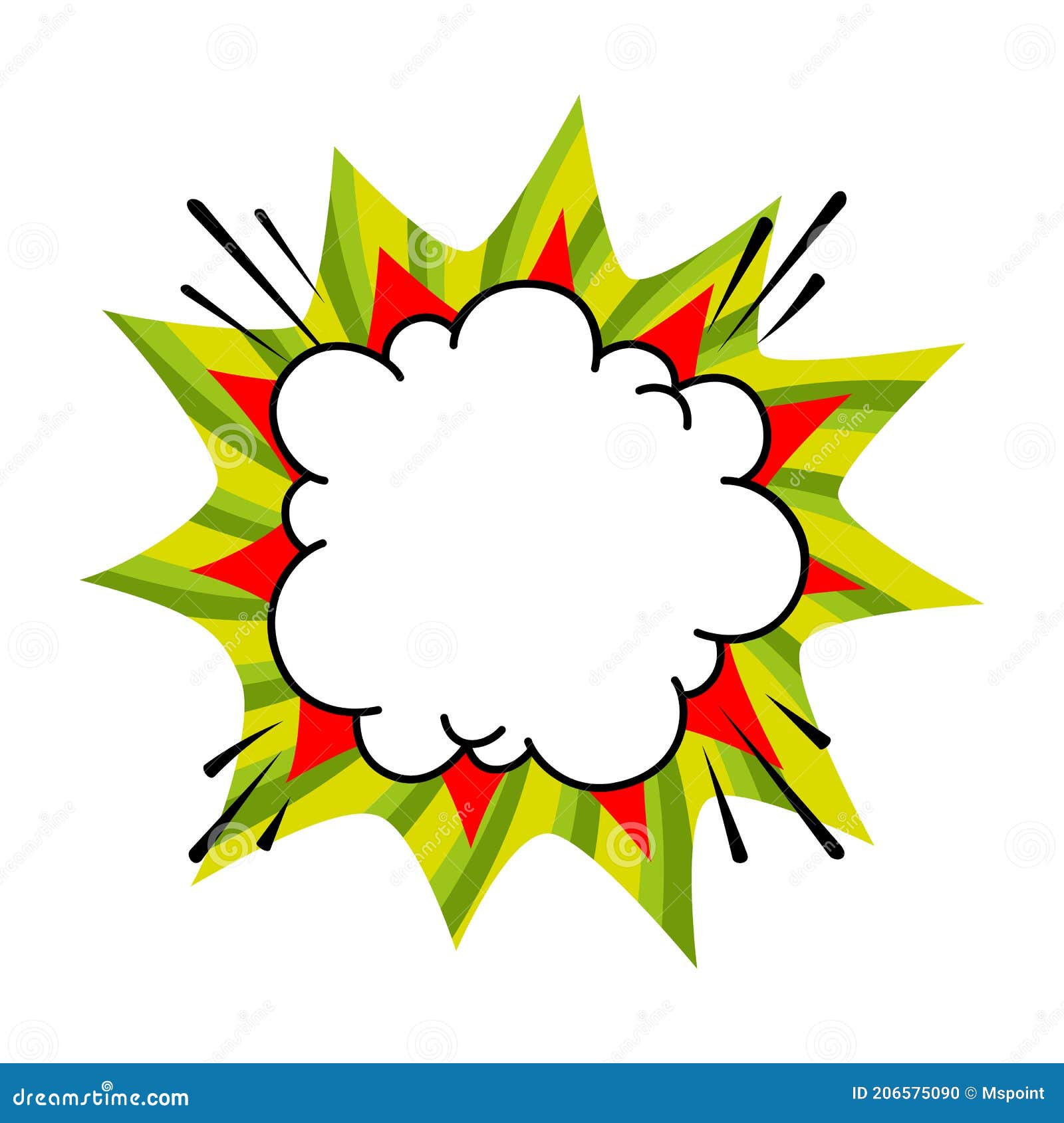 Comic Boom Balloon. Empty Green and Red Bang Speech Bubble in Pop Art ...