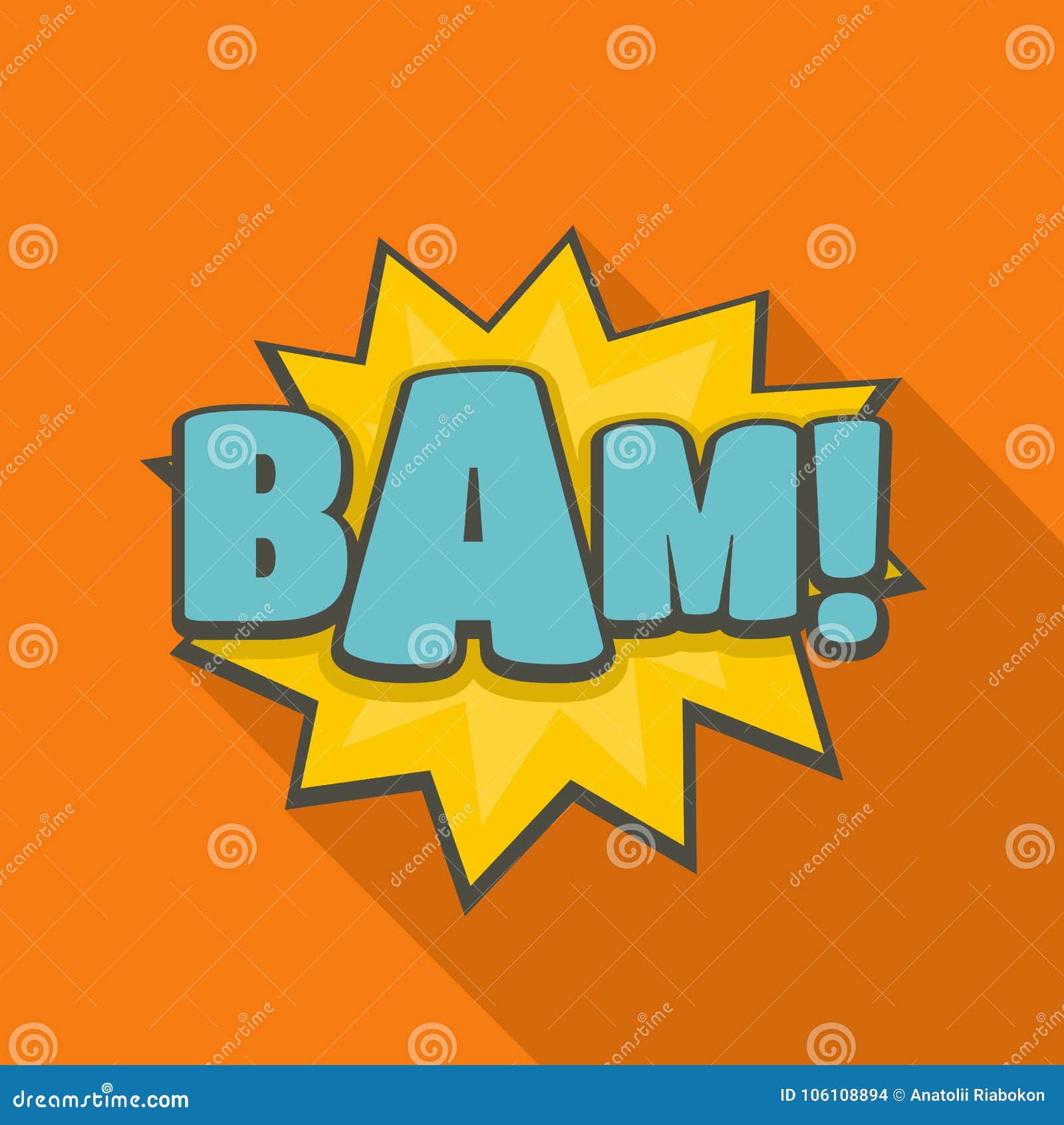 Comic Boom Bam Icon, Flat Style Stock Vector - Illustration of funny ...