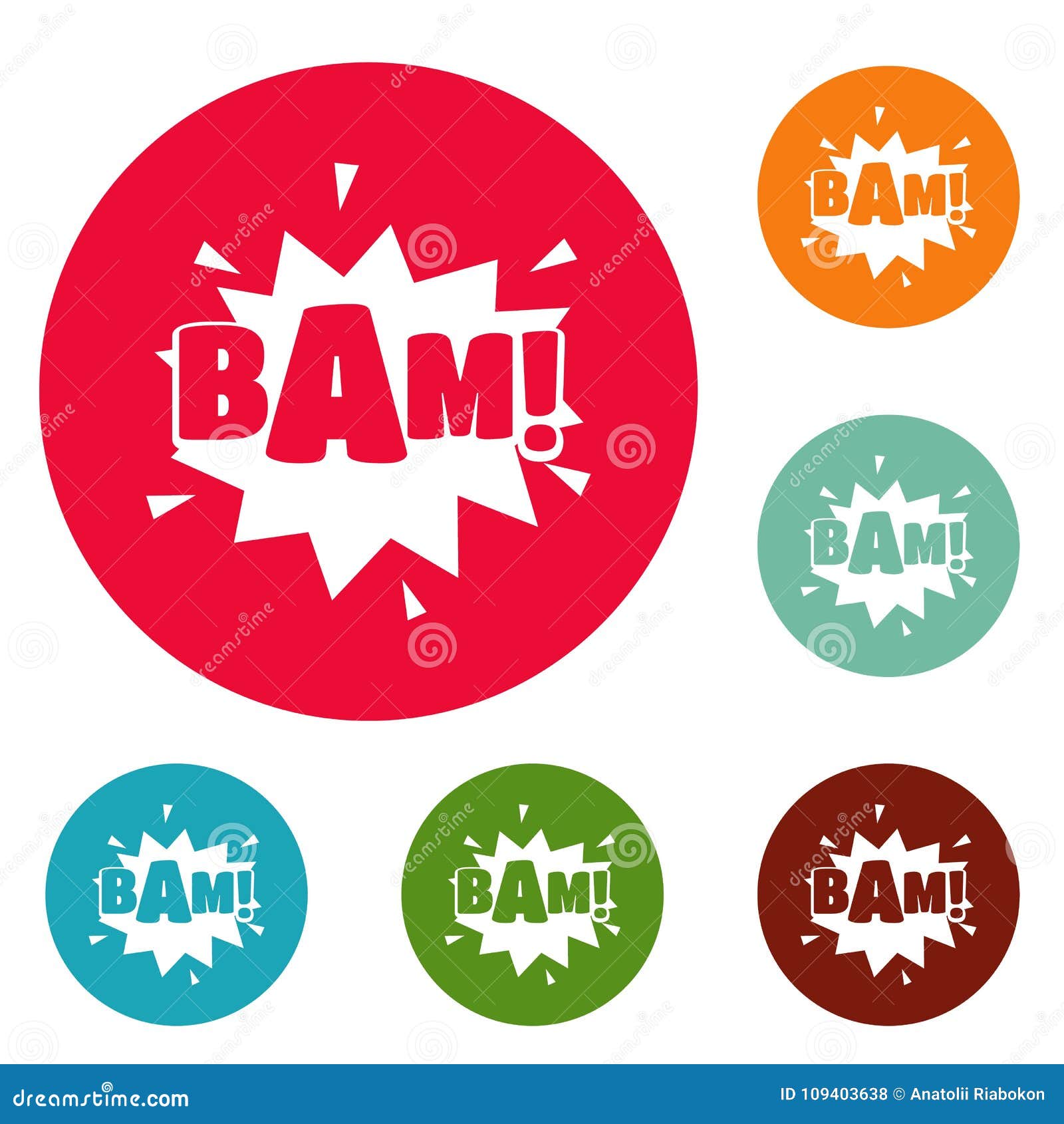 Comic Boom Bam Icons Circle Set Vector | CartoonDealer.com #109403638