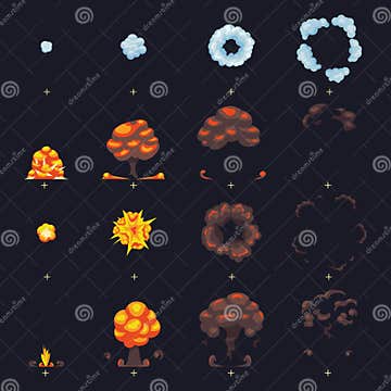 Comic Boom Blast Explosion with Flame and Smoke Fx Animation Frames ...