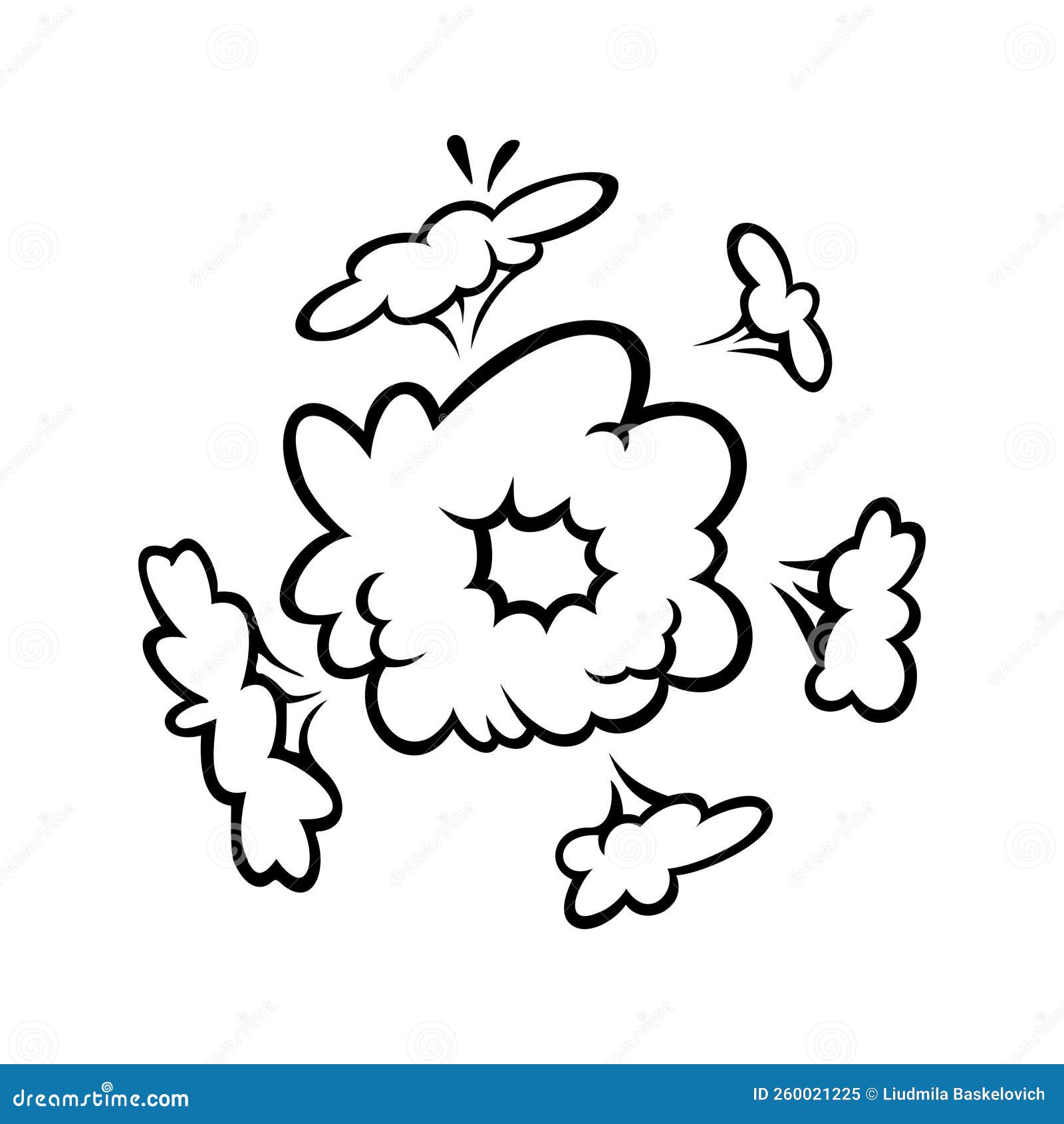 Comic Boom Effect Clouds. Set of Explosion Bubbles and Smoke Stock ...