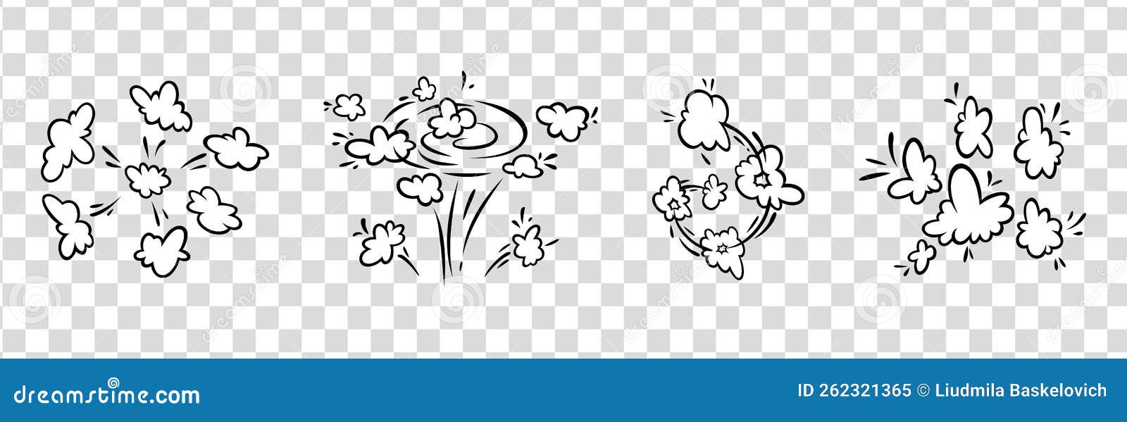 Comic Boom Effect Clouds. Set of Explosion Bubbles and Smoke Stock ...