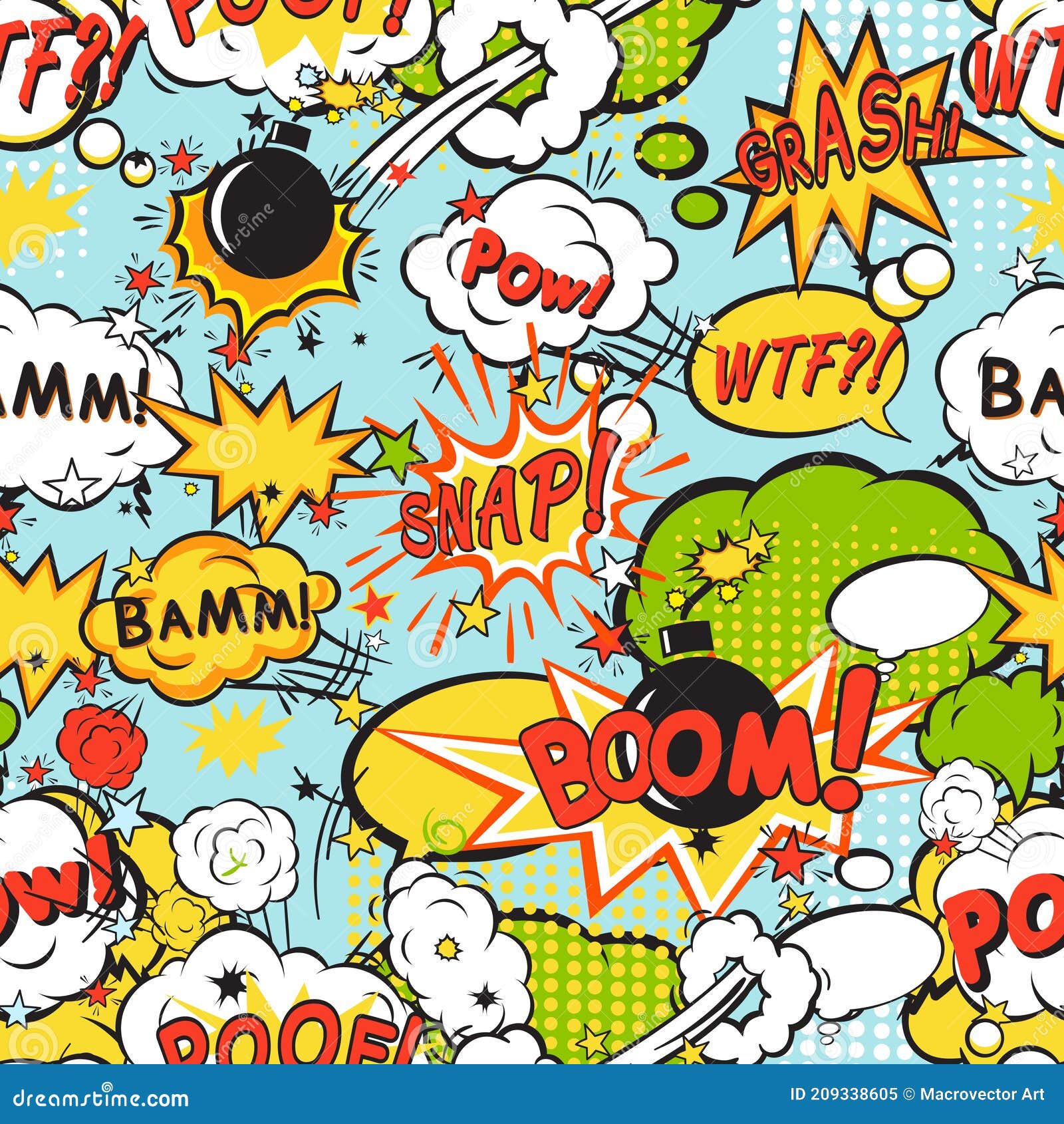 Comic Boom Seamless Pattern Vector Design Illustration Stock Vector ...