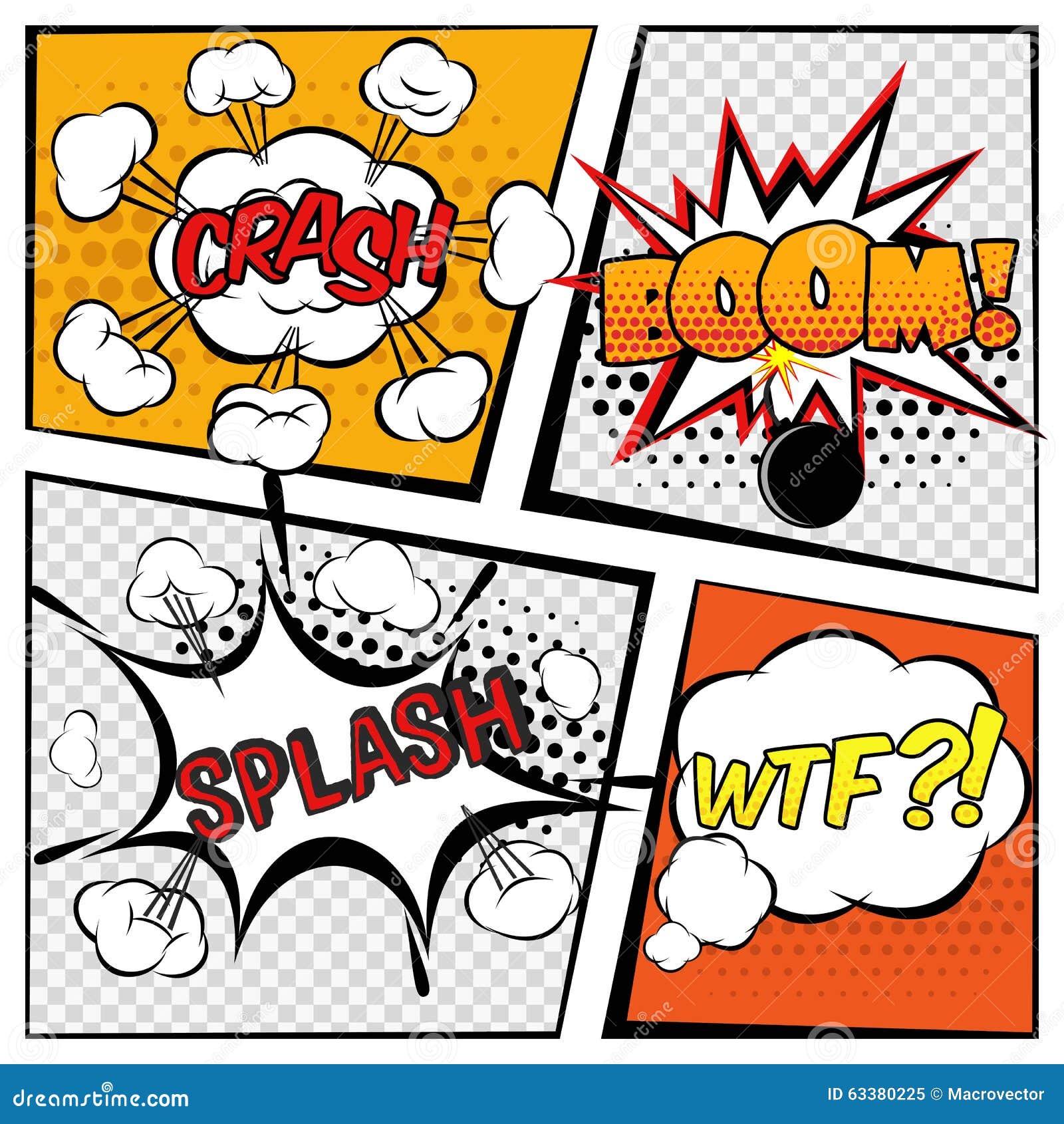 Comic Boom Set stock vector. Illustration of strip, decorative - 63380225