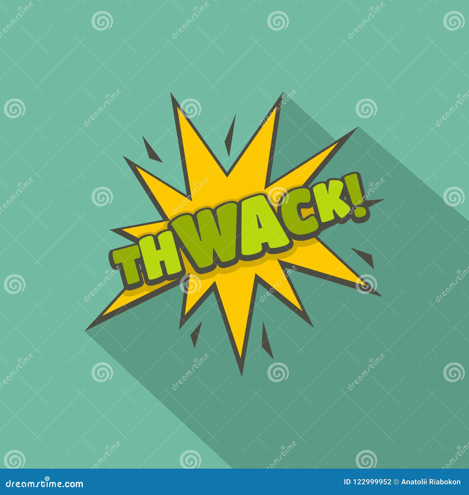 Comic Boom Thwack Icon, Flat Style Stock Illustration - Illustration of ...