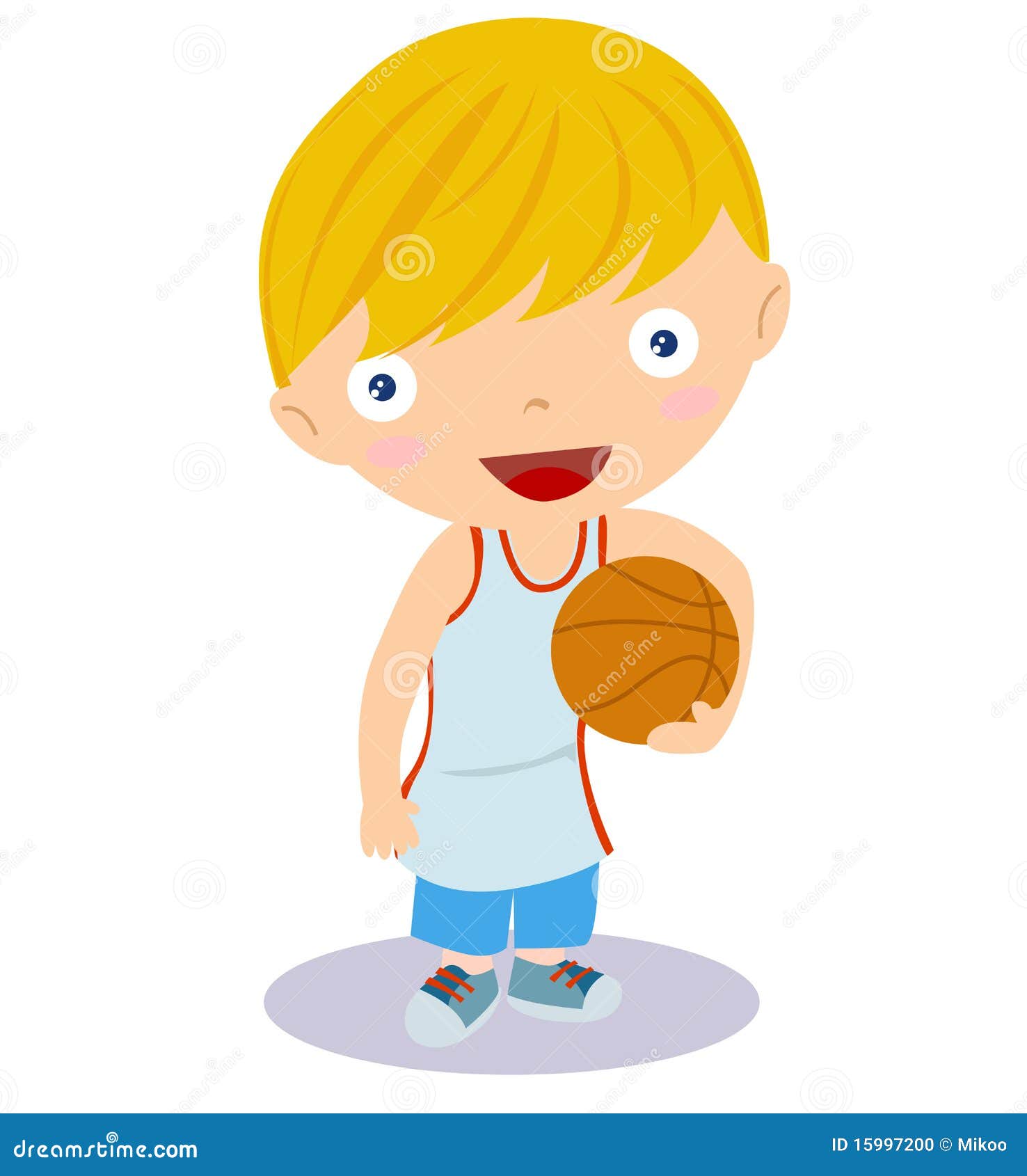 Comic boy and basketball stock vector. Illustration of player - 15997200