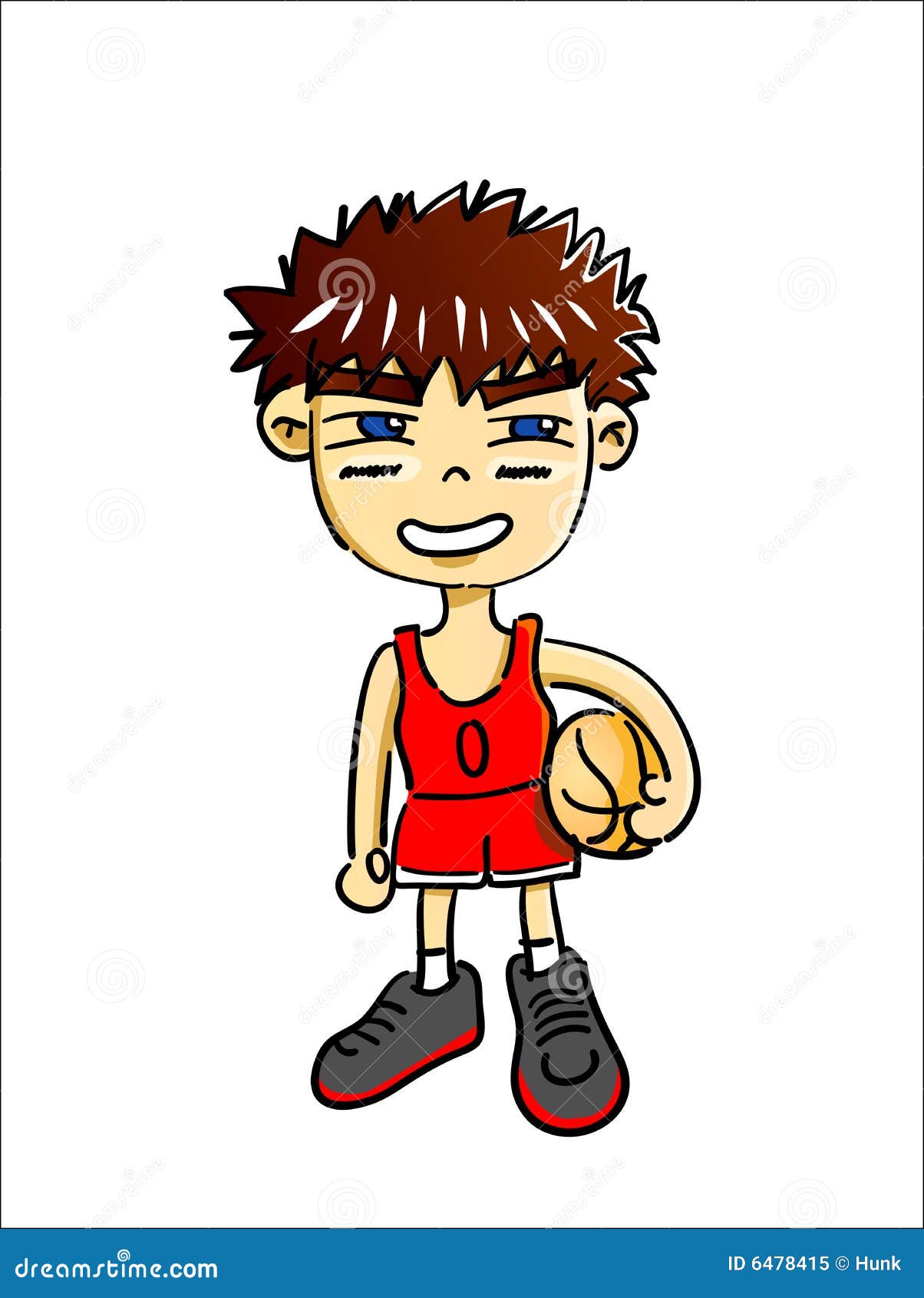 Comic boy and basketball stock vector. Illustration of stand - 6478415