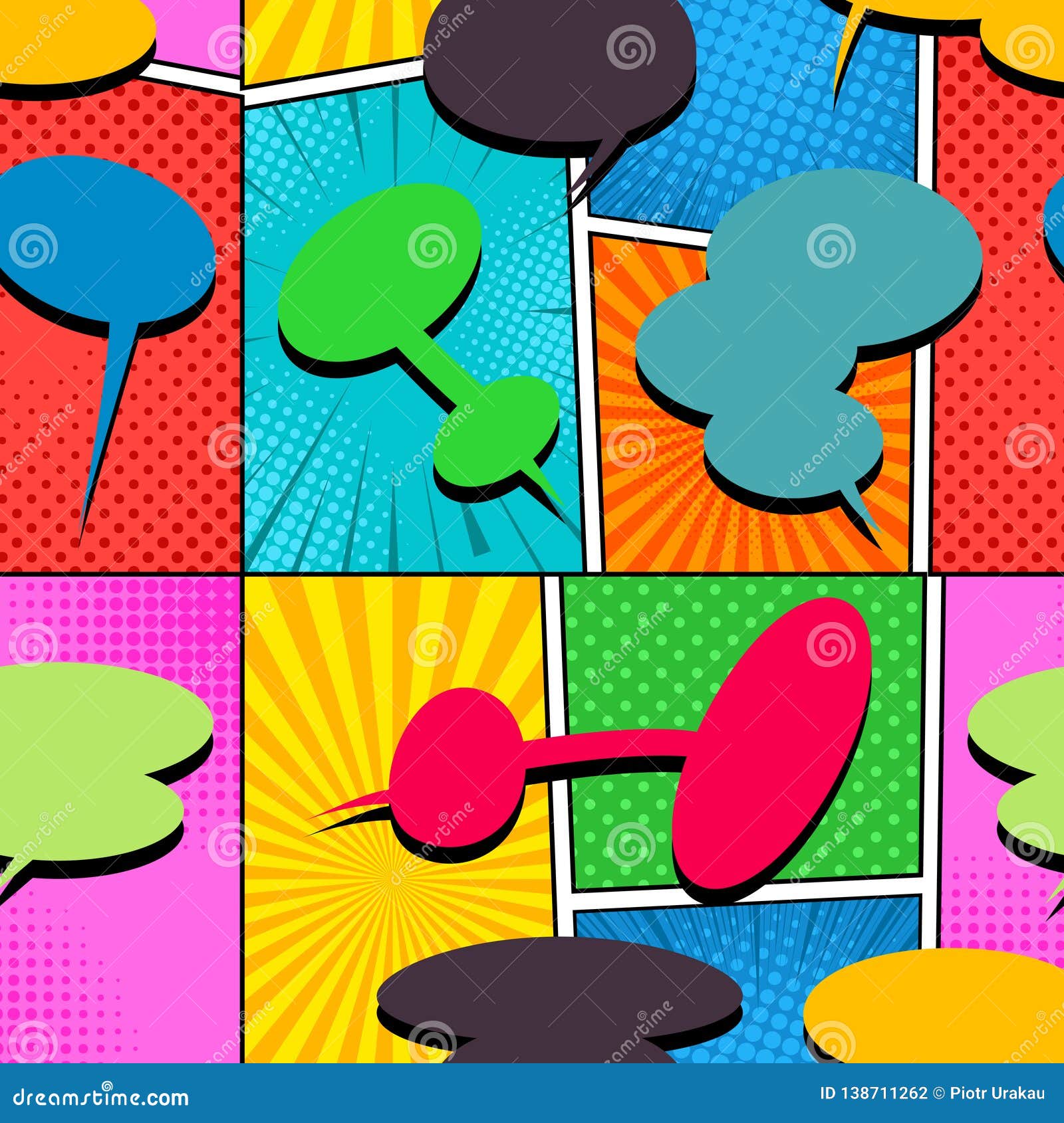 Comic Bright Seamless Pattern Stock Vector - Illustration of label ...