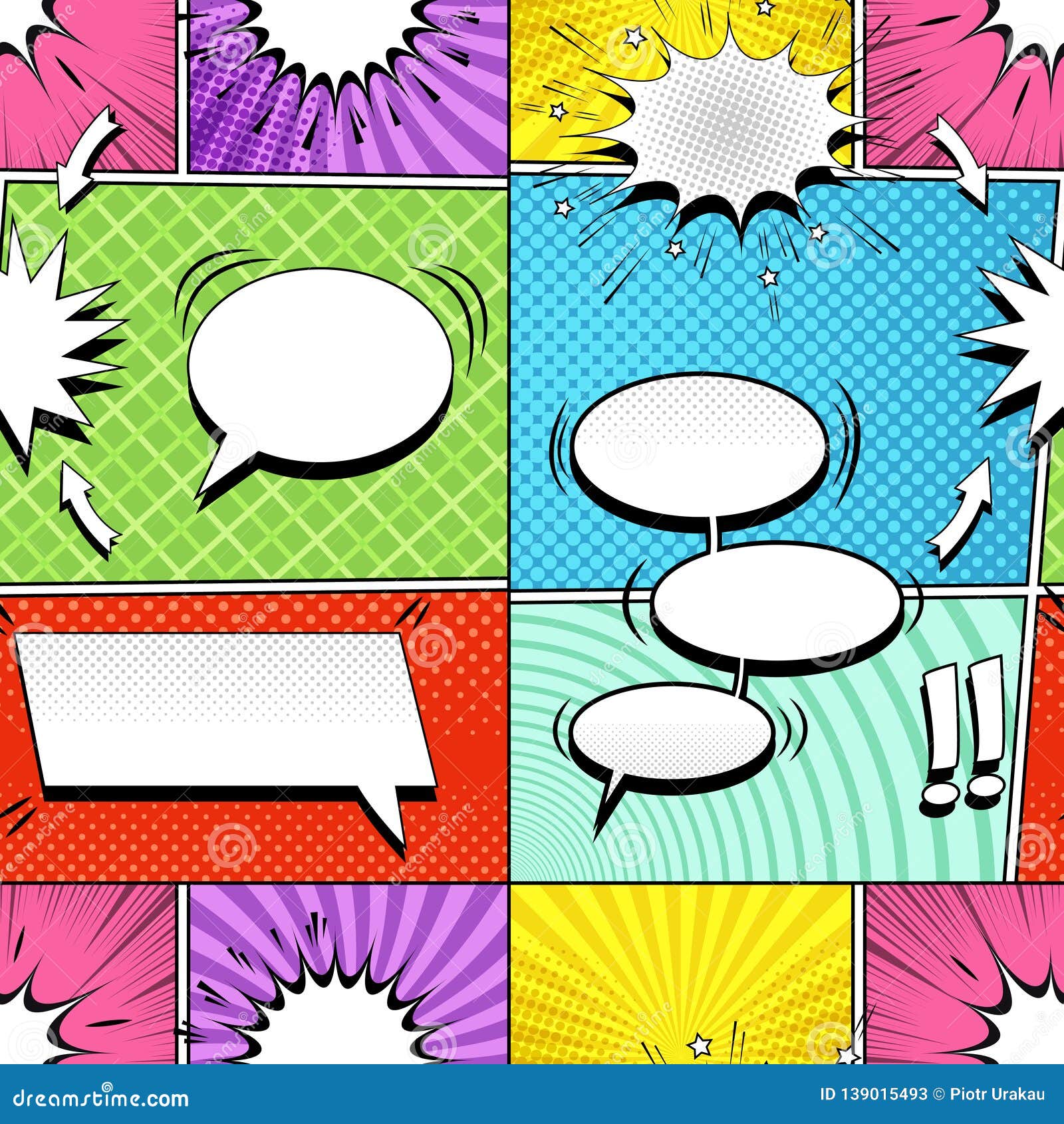 Comic Bright Seamless Pattern Stock Vector - Illustration of artwork ...