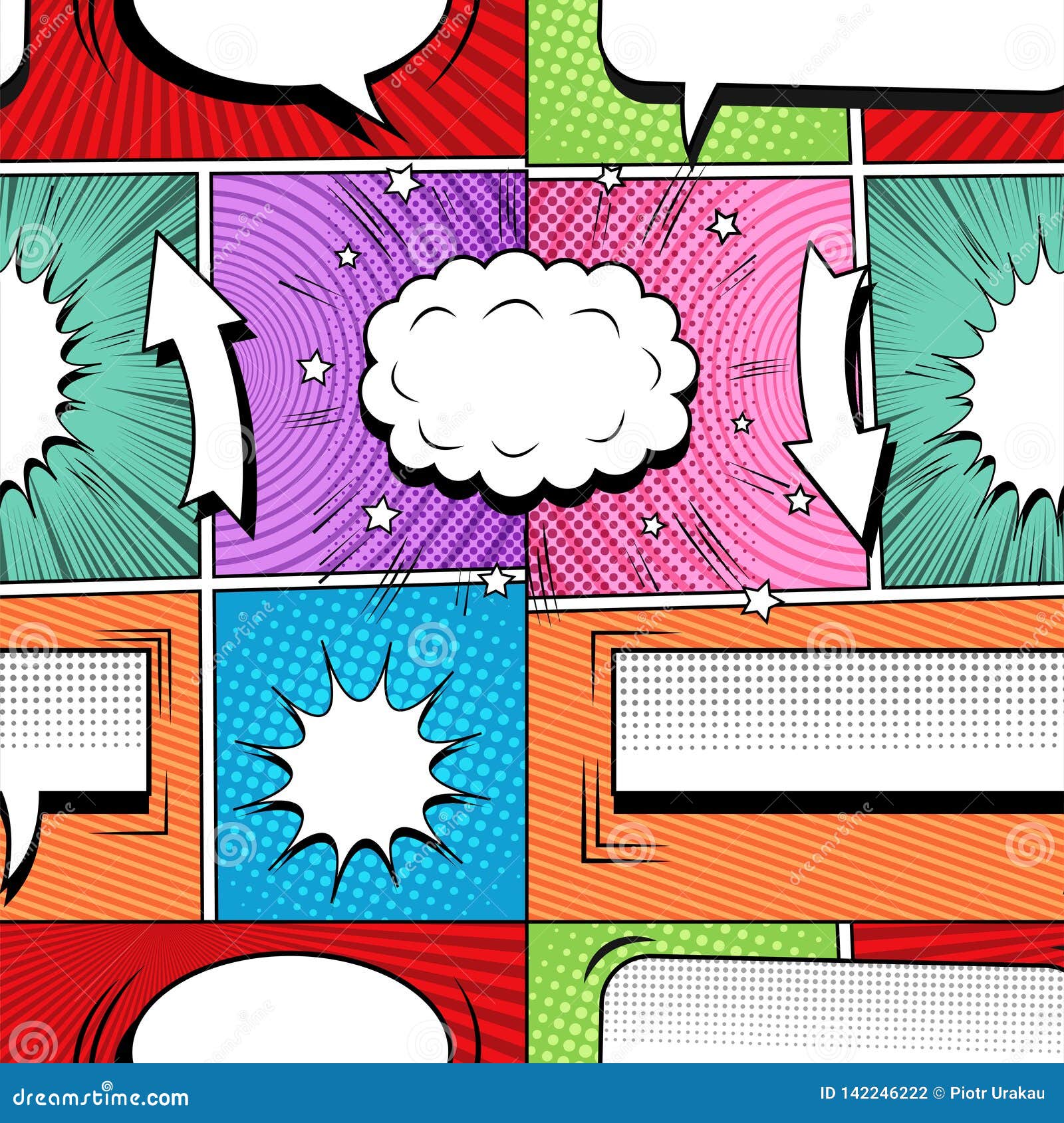 Comic Bright Seamless Pattern Stock Vector - Illustration of balloon ...