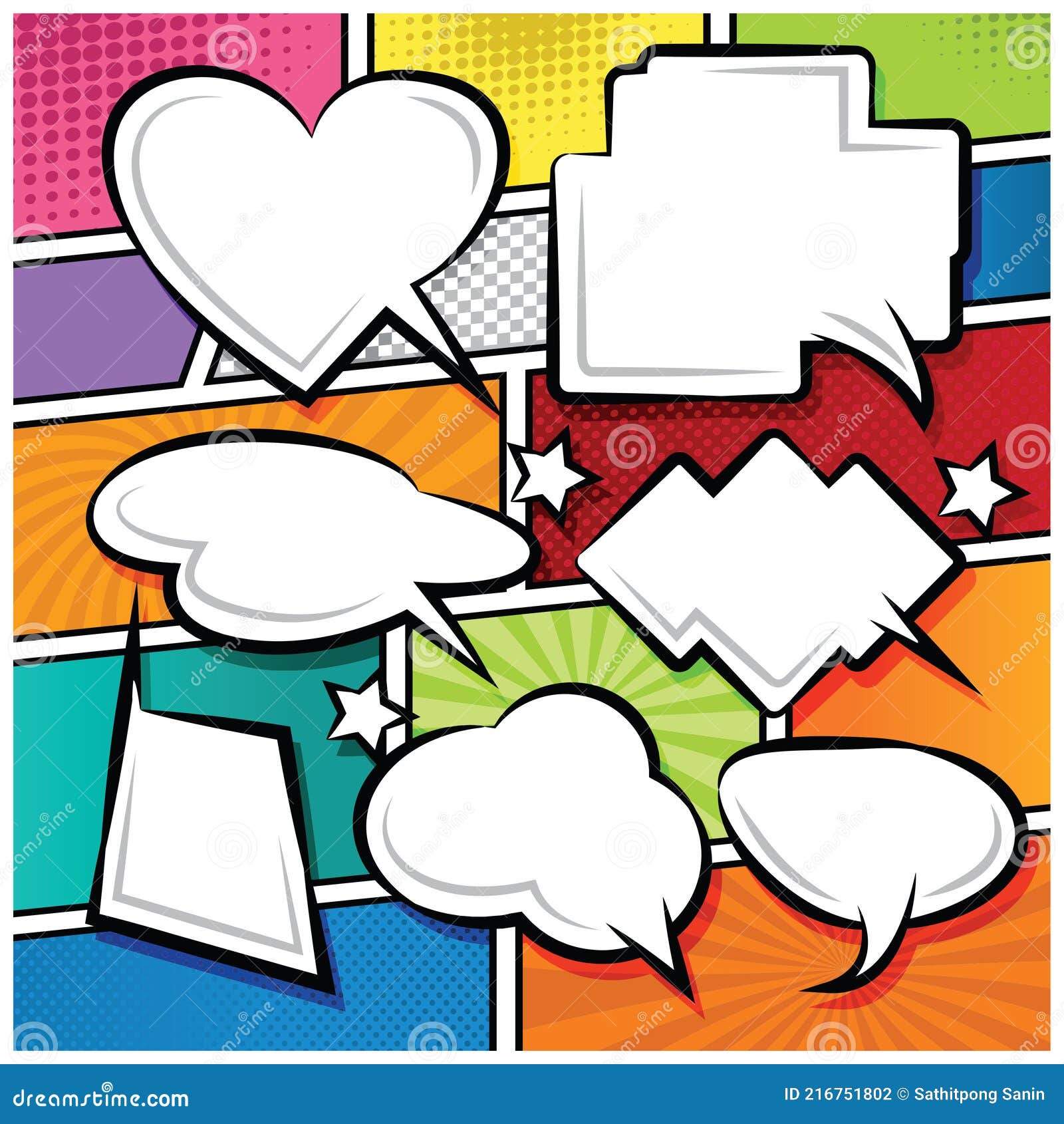 Comic Bubble Speech Balloons Speech Cartoon Vector Illustration Stock ...