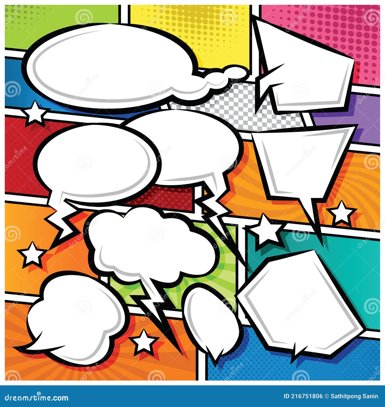 Comic Bubble Speech Balloons Speech Cartoon Vector Illustration Stock ...