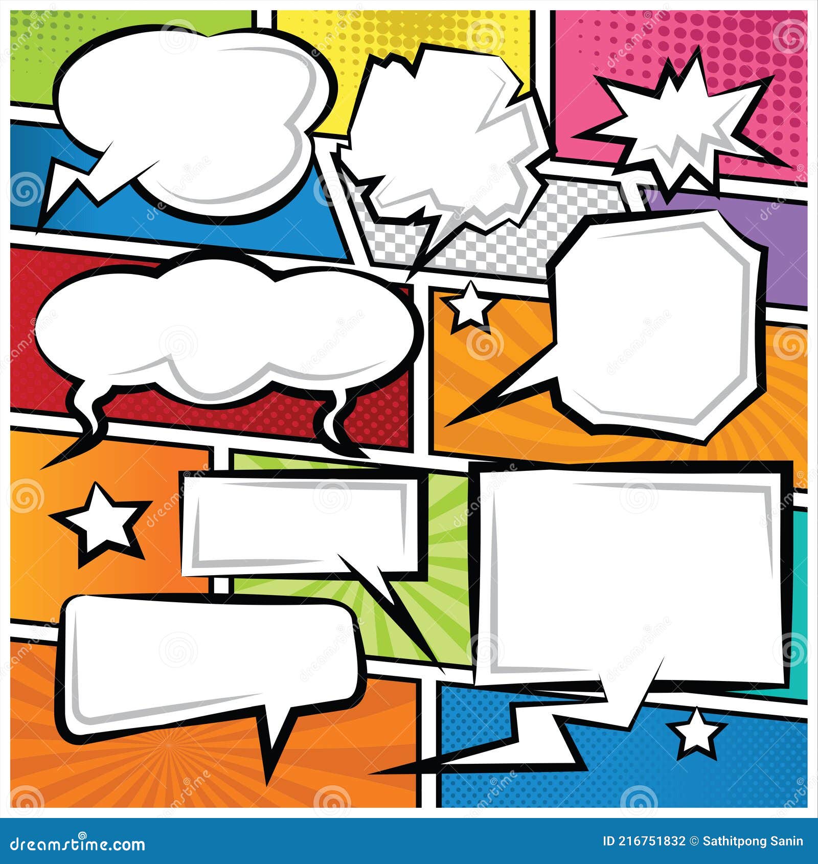 Comic Bubble Speech Balloons Speech Cartoon Vector Illustration Stock ...