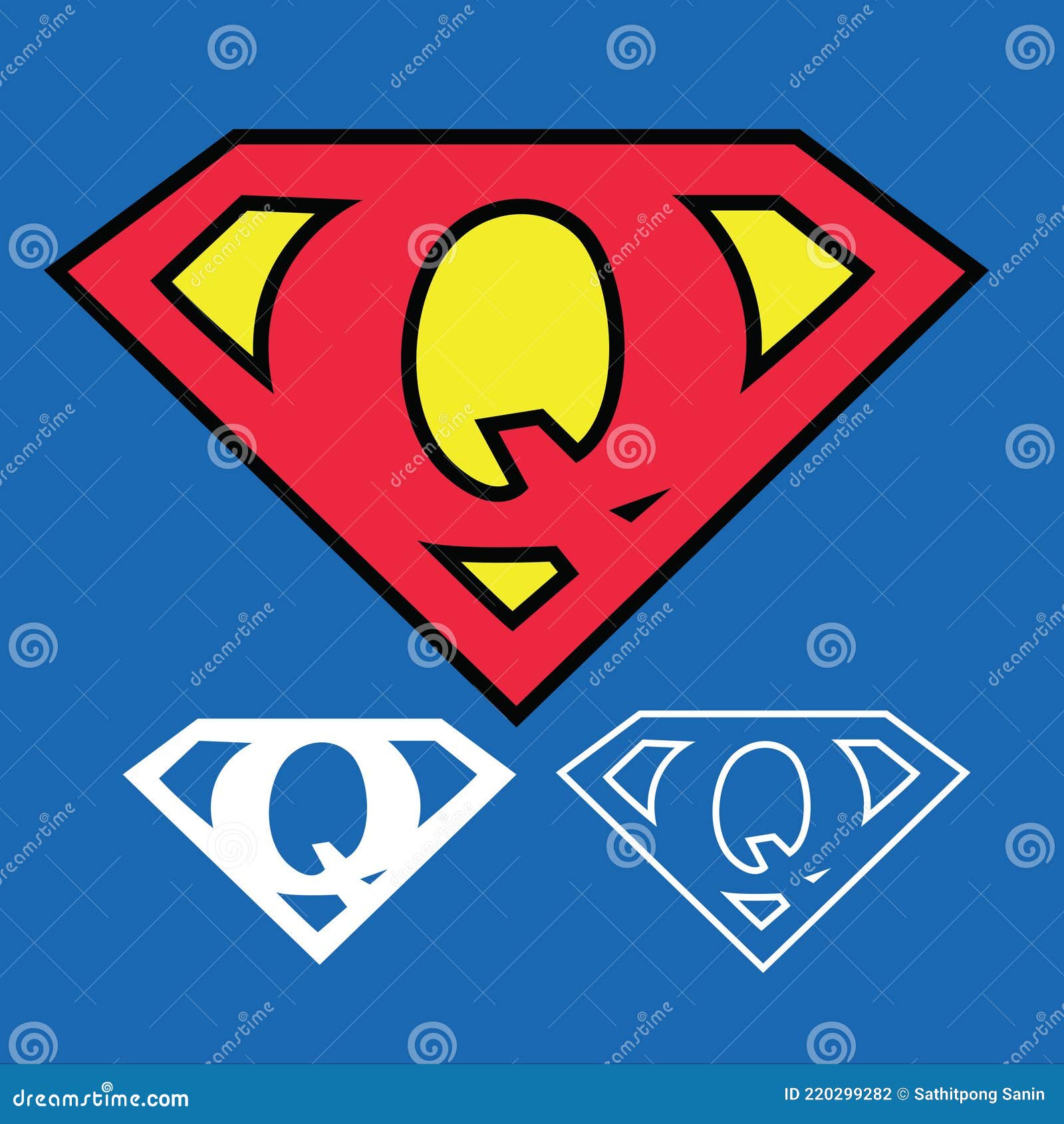 Superhero Logo Icon with Letter Q Illustration Vector Editorial ...