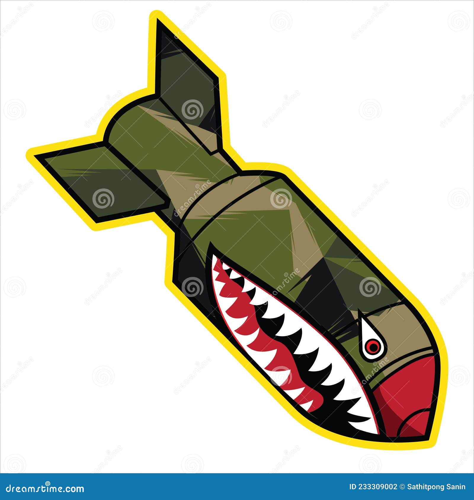 Air Bomb Flying Tiger Shark Mouth Sticker Vinyl Camo Vector ...