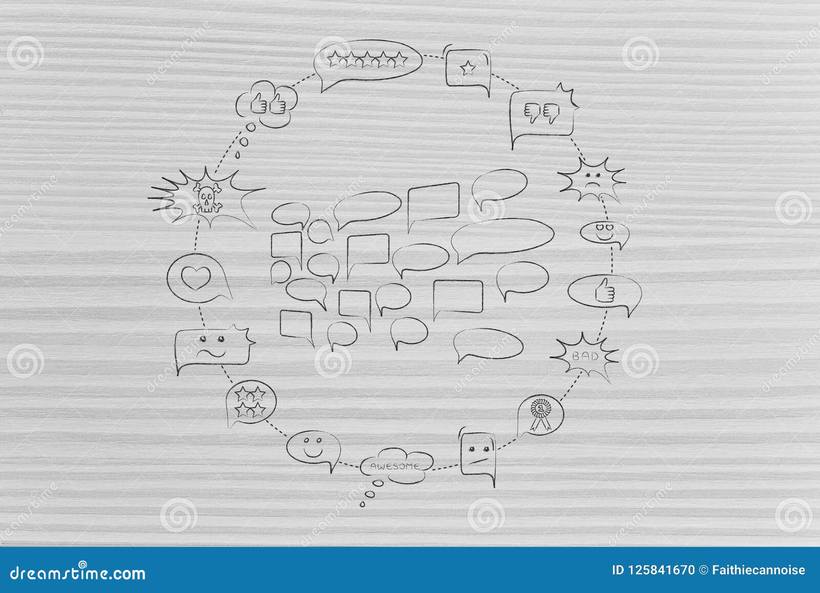 Comic Bubbles in Perspective Surrounded by Positive and Negative Stock ...