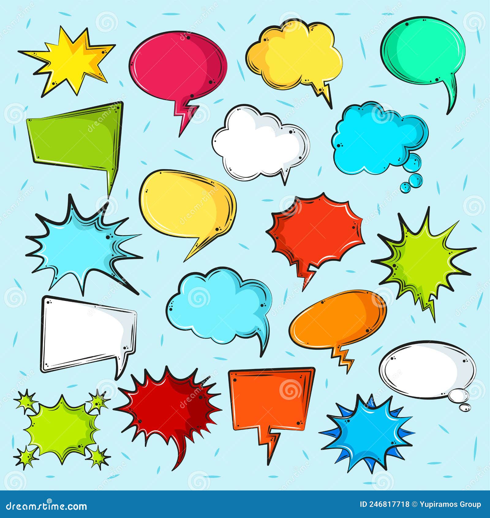 Comic bubbles icons stock vector. Illustration of vector - 246817718