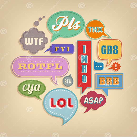 Comic Bubbles with Popular Acronyms & Abbreviations Stock Vector ...