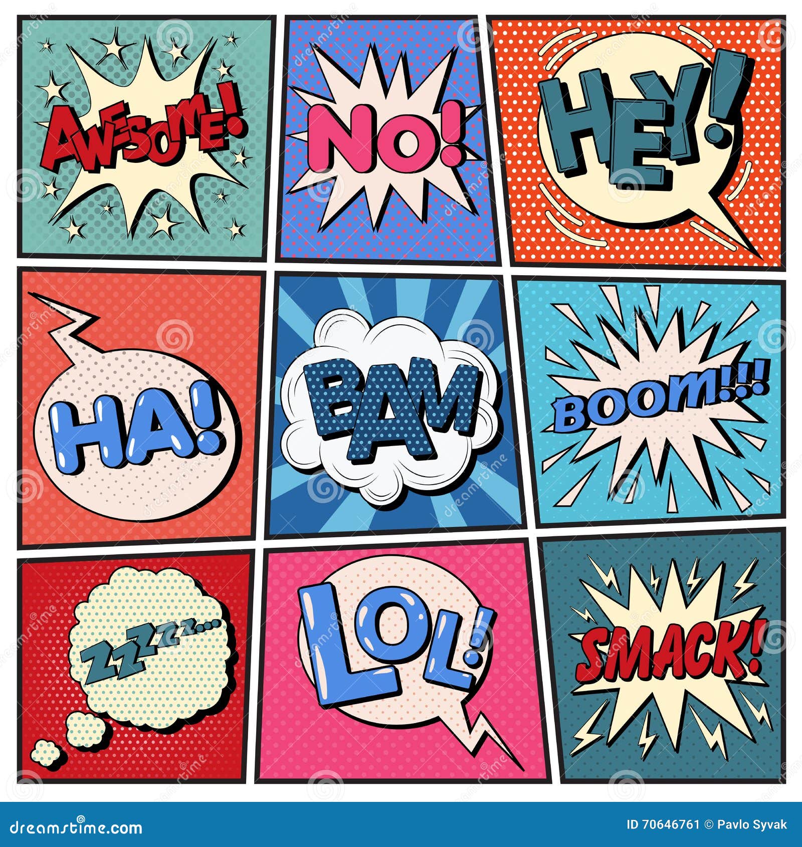 Comic Bubbles Set. Expressions Pop Art Stock Vector - Illustration of ...