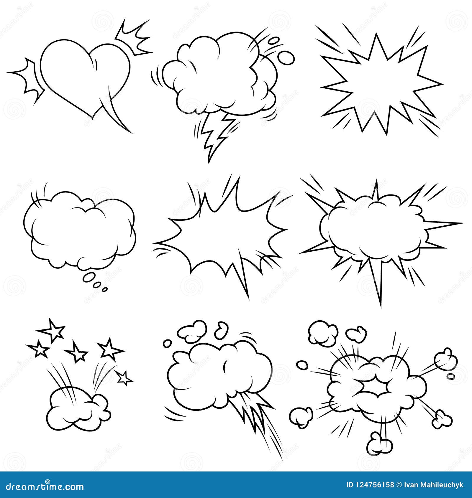 Comic bubbles set stock vector. Illustration of black - 124756158