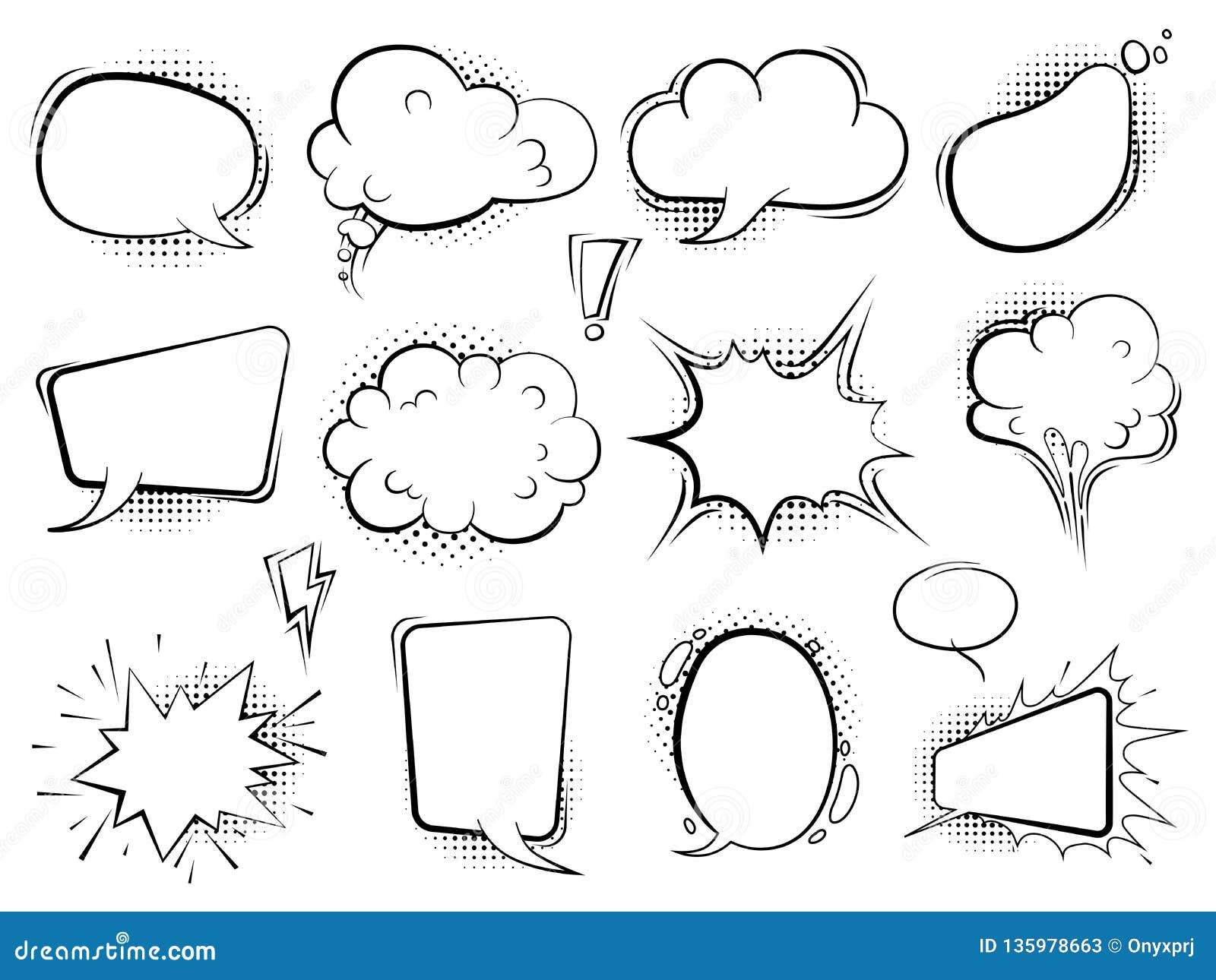 Comic Bubbles. Speech Cartoon Ballons Talk Retro Vector Art with ...