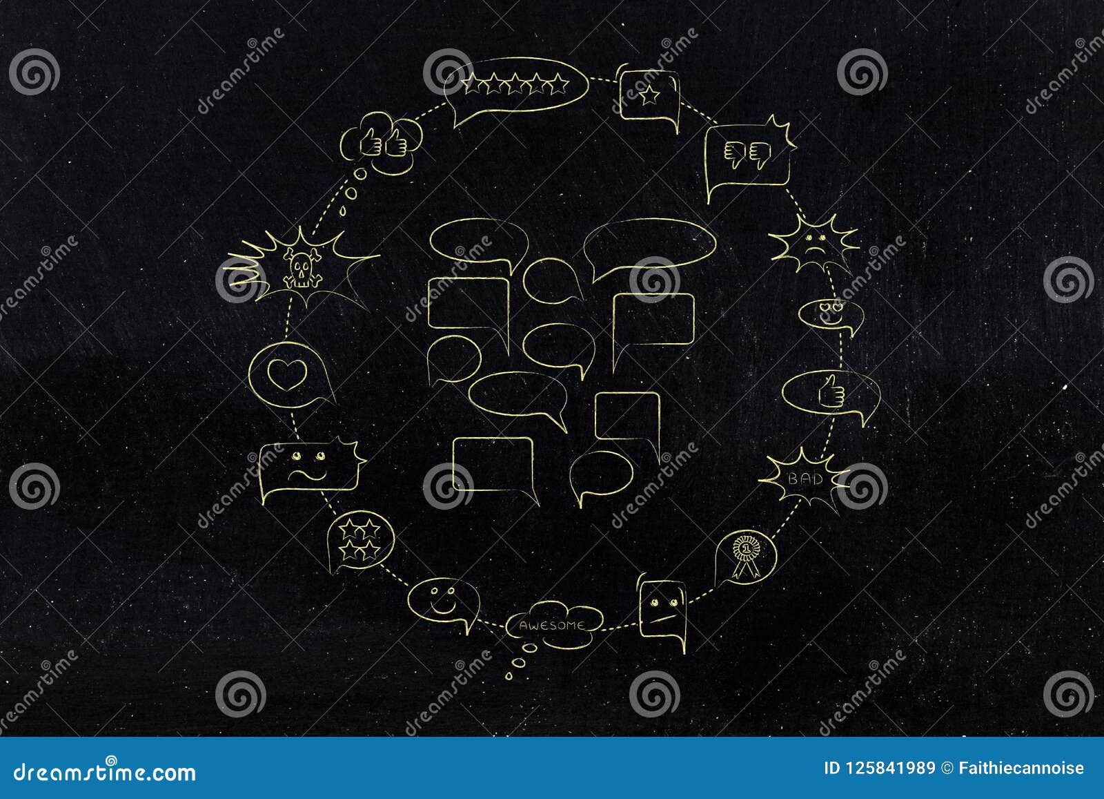 Comic Bubbles Surrounded by Positive and Negative Comments Stock ...