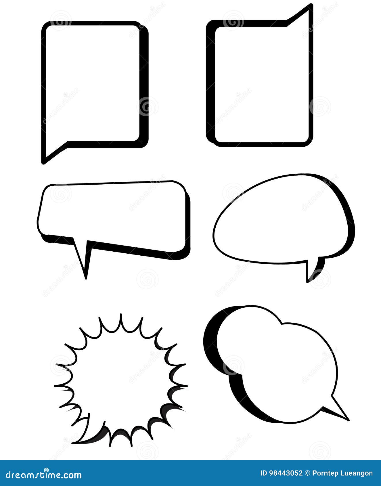 Comic Bubbles Text Boxes Set with Blank Speech Box Vector Stock Vector ...