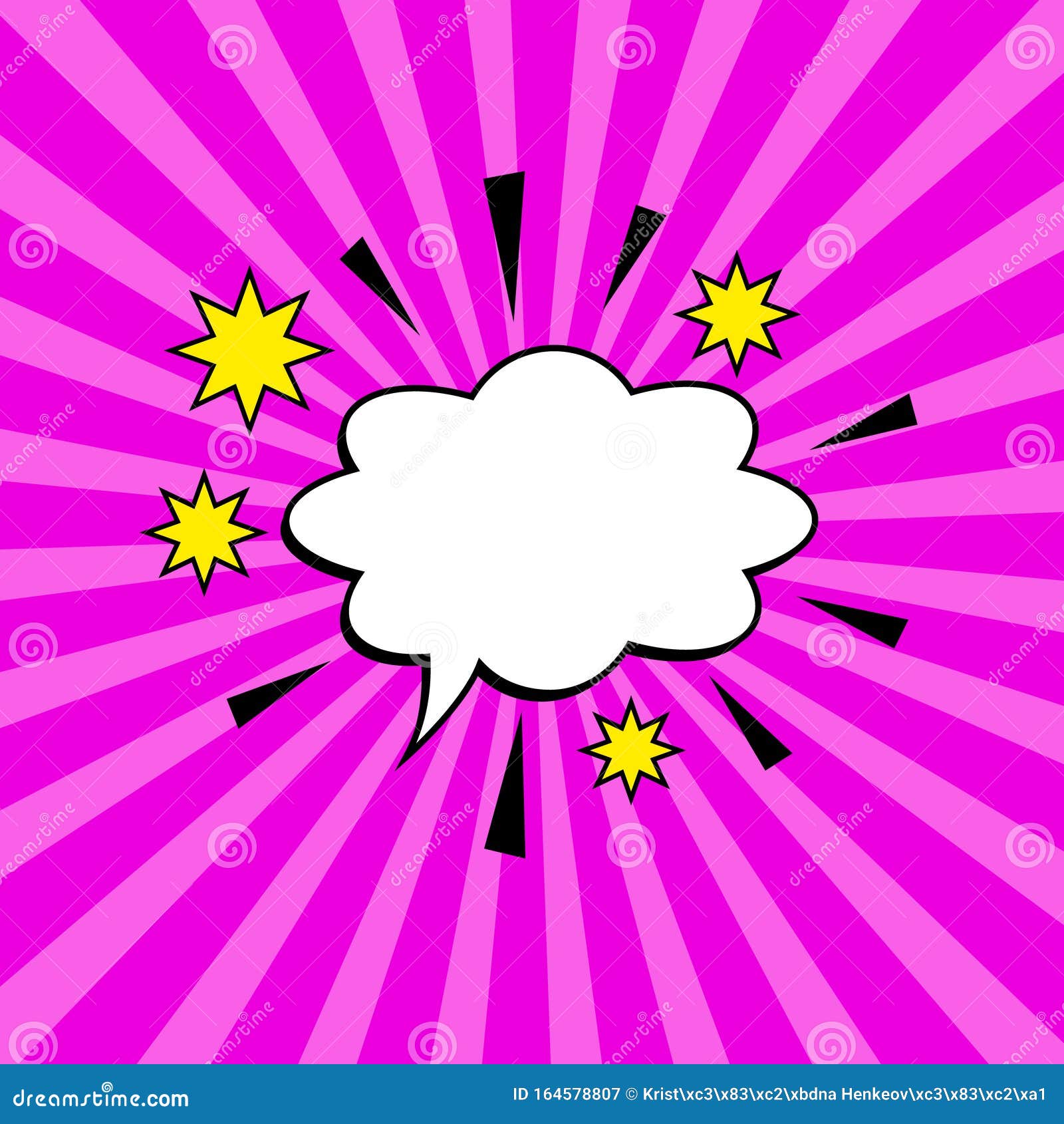 Comic Burst with Pink Purple Rays, Cartoon Explosion with Cloud Shape ...