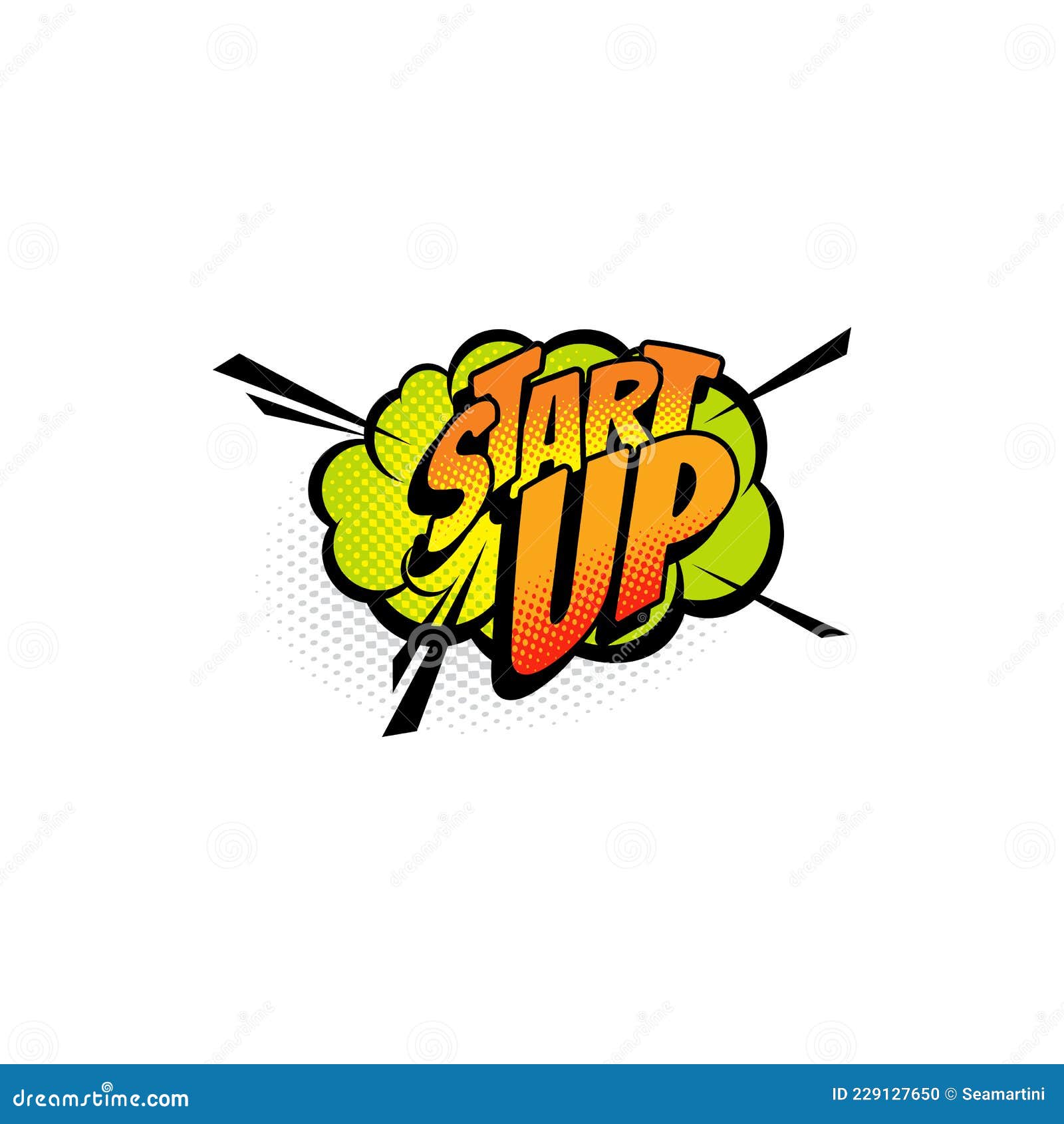 Comic Burst Startup Start Up Chat Halftone Cloud Stock Vector ...