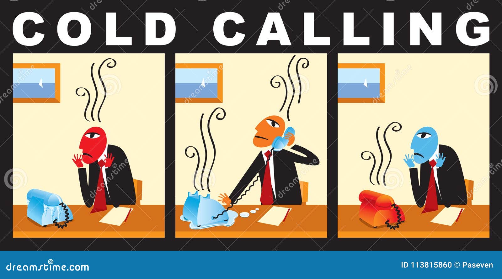 Comic with a Businessman Who Makes Cold Call Stock Vector ...