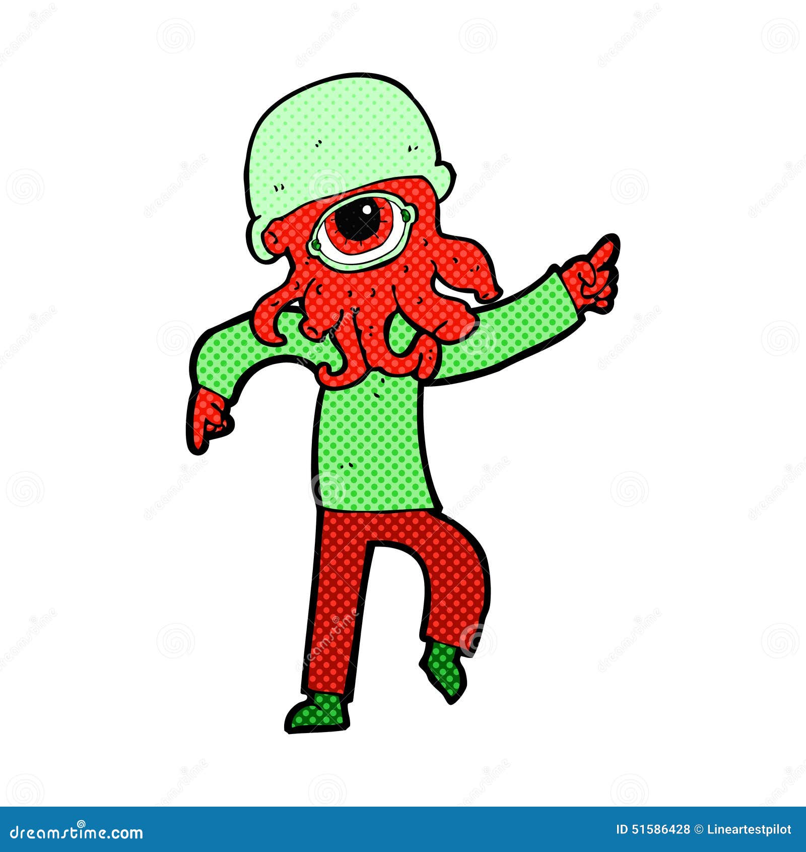 Comic Cartoon Alien Man Dancing Stock Illustration - Illustration of ...