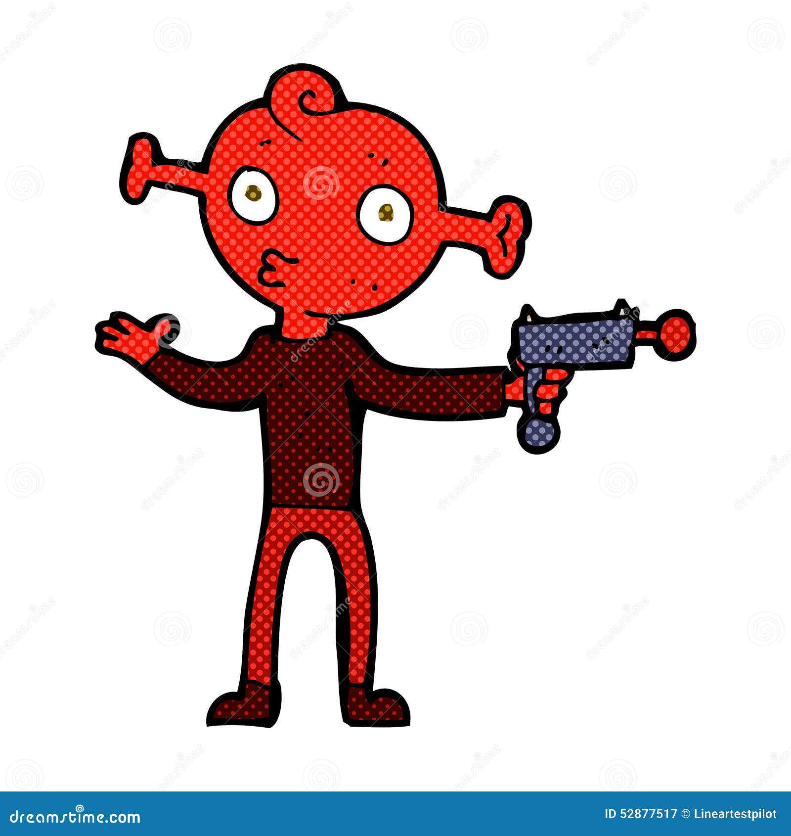 Comic Cartoon Alien with Ray Gun Stock Illustration - Illustration of ...