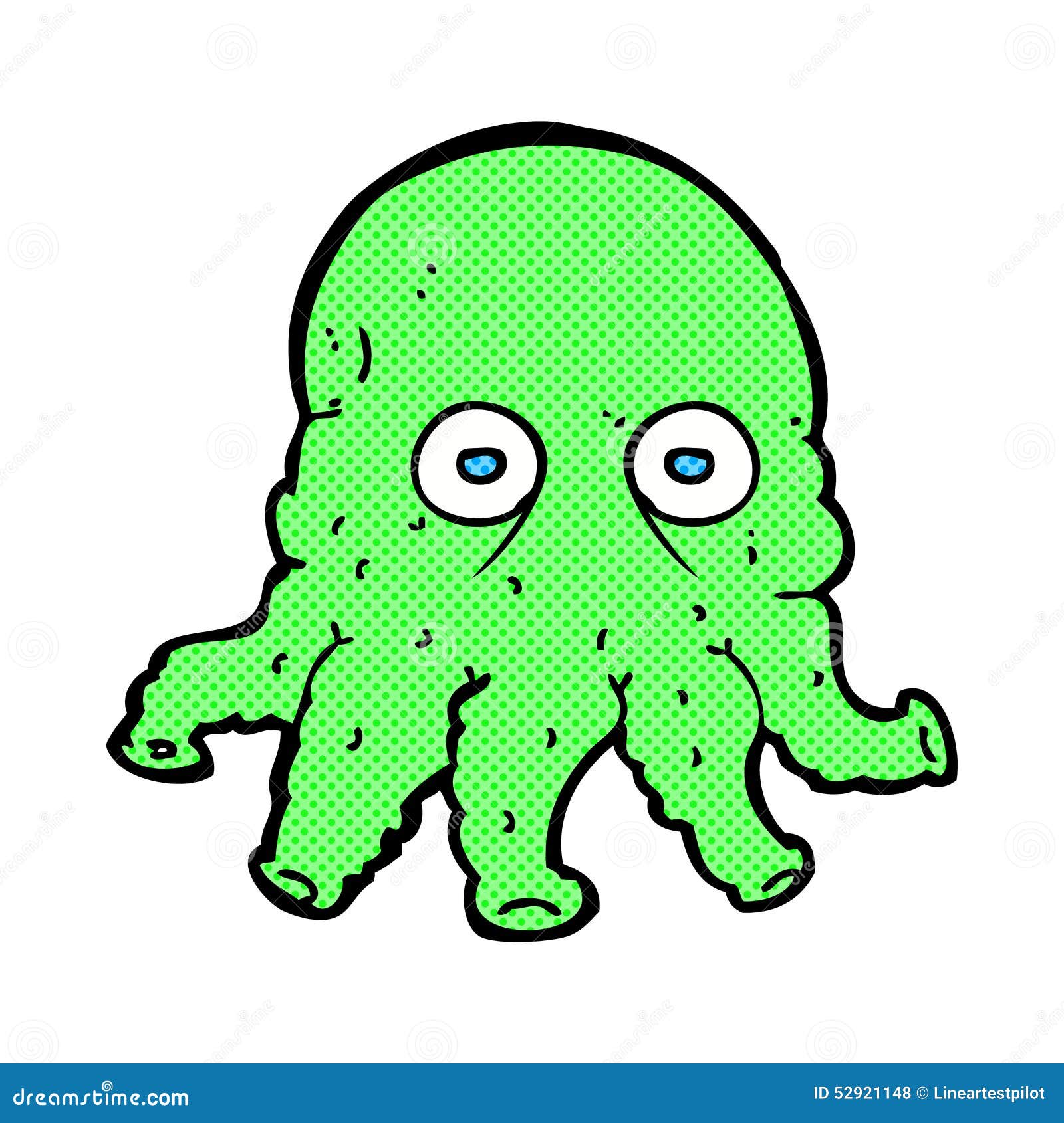 Comic Cartoon Alien Squid Face Stock Illustration - Illustration of ...