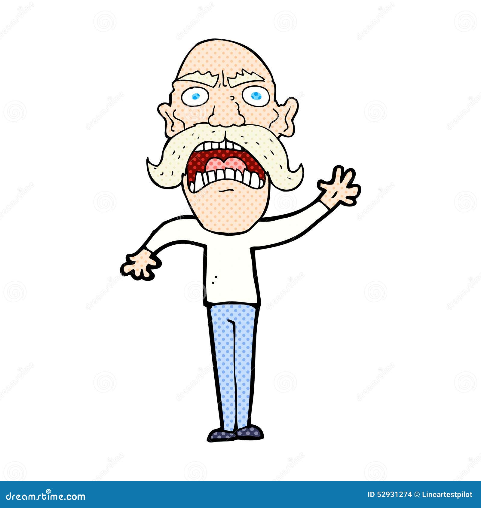 Comic Cartoon Angry Old Man Stock Illustration - Illustration of ...