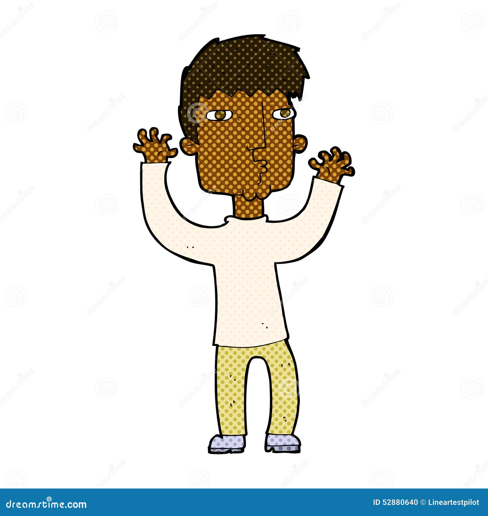 Comic cartoon anxious man stock illustration. Illustration of waving ...