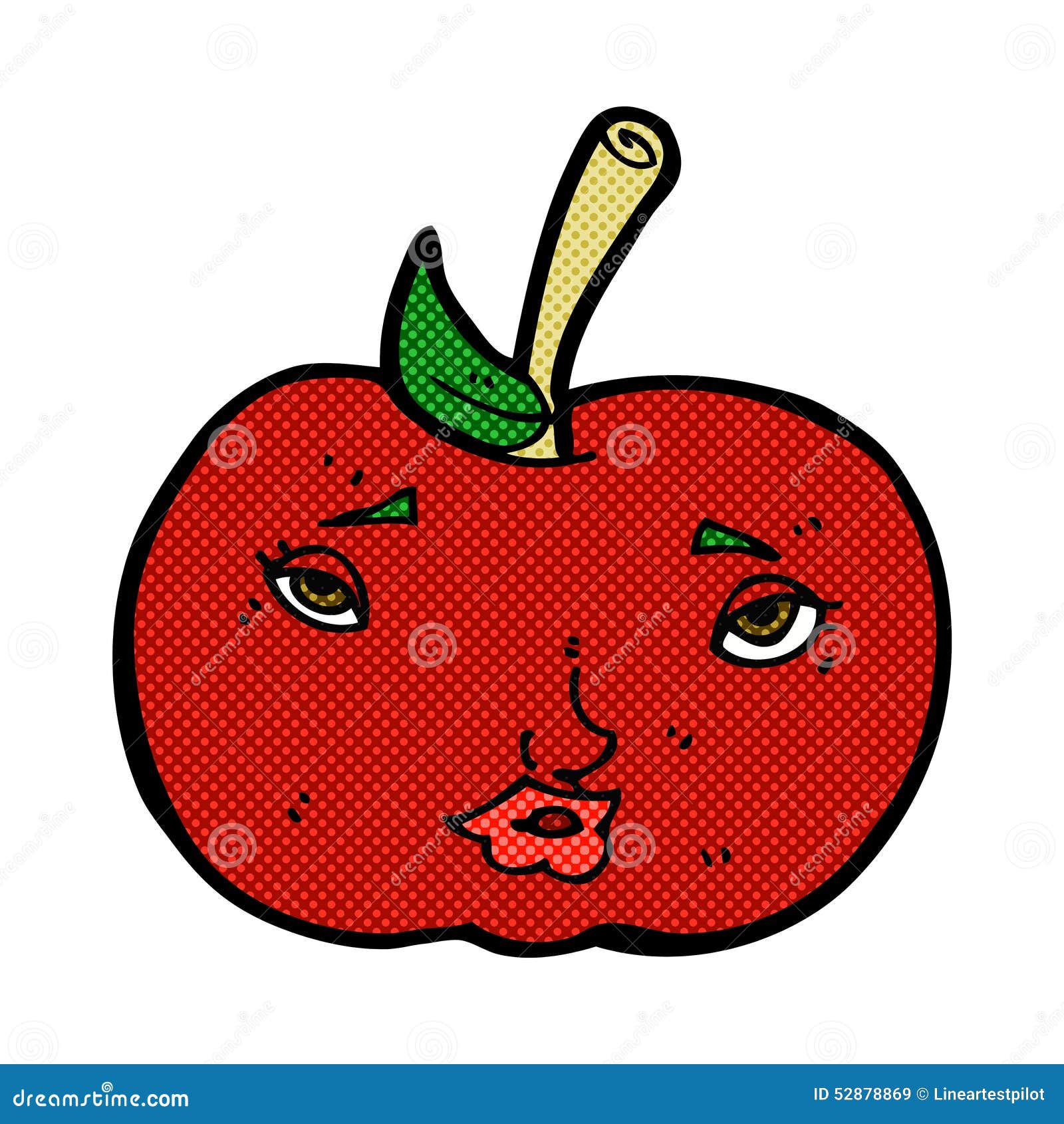 Comic Cartoon Apple with Face Stock Illustration - Illustration of ...