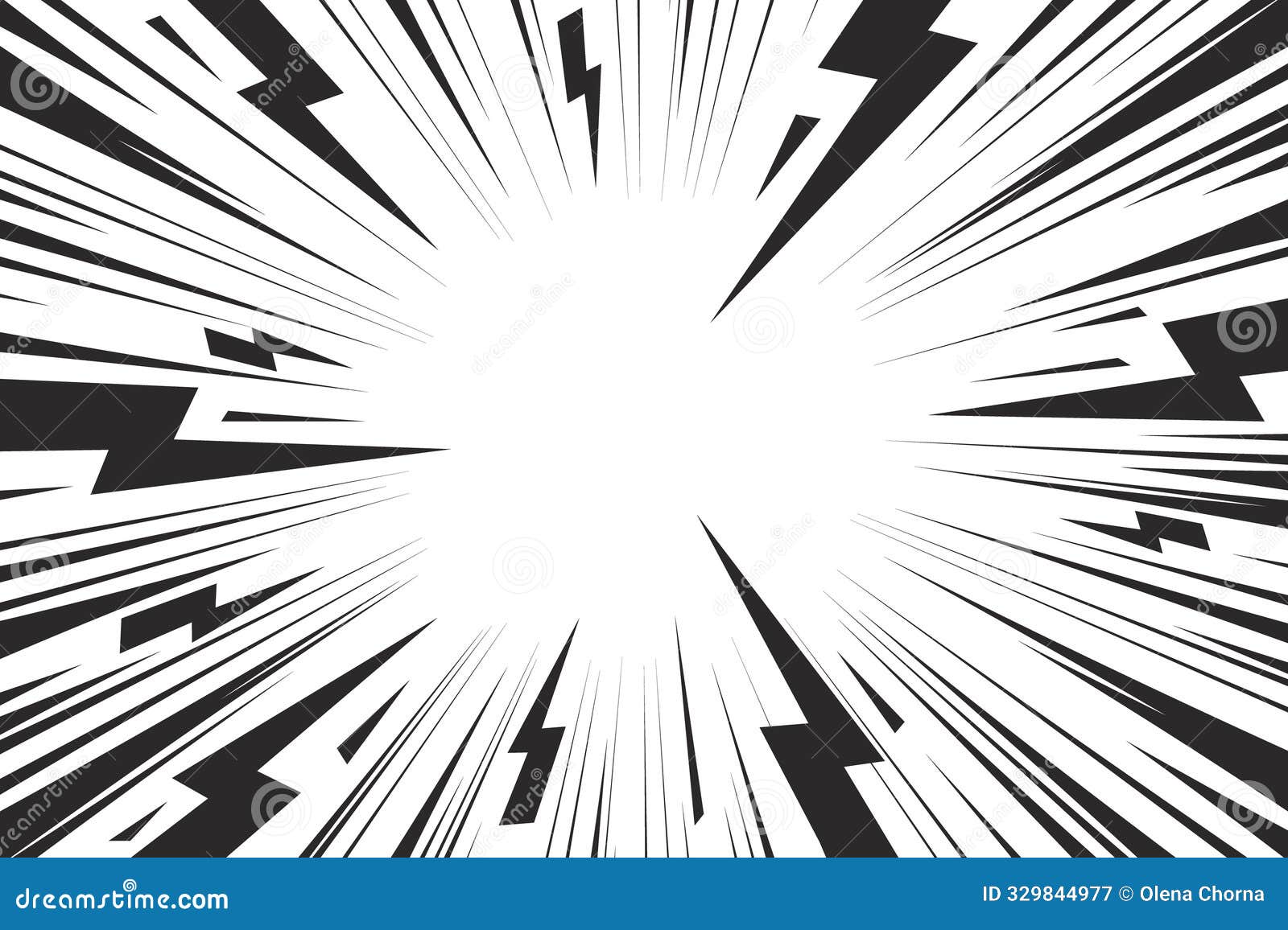 Comic Cartoon Background with Lightning Burst Effect. Vector Manga ...