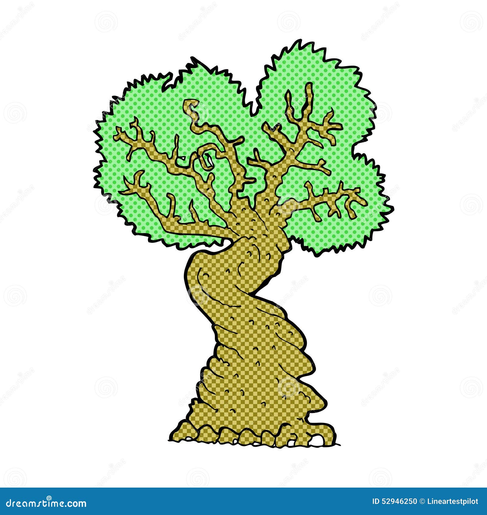 Comic cartoon big old tree stock illustration. Illustration of drawn ...