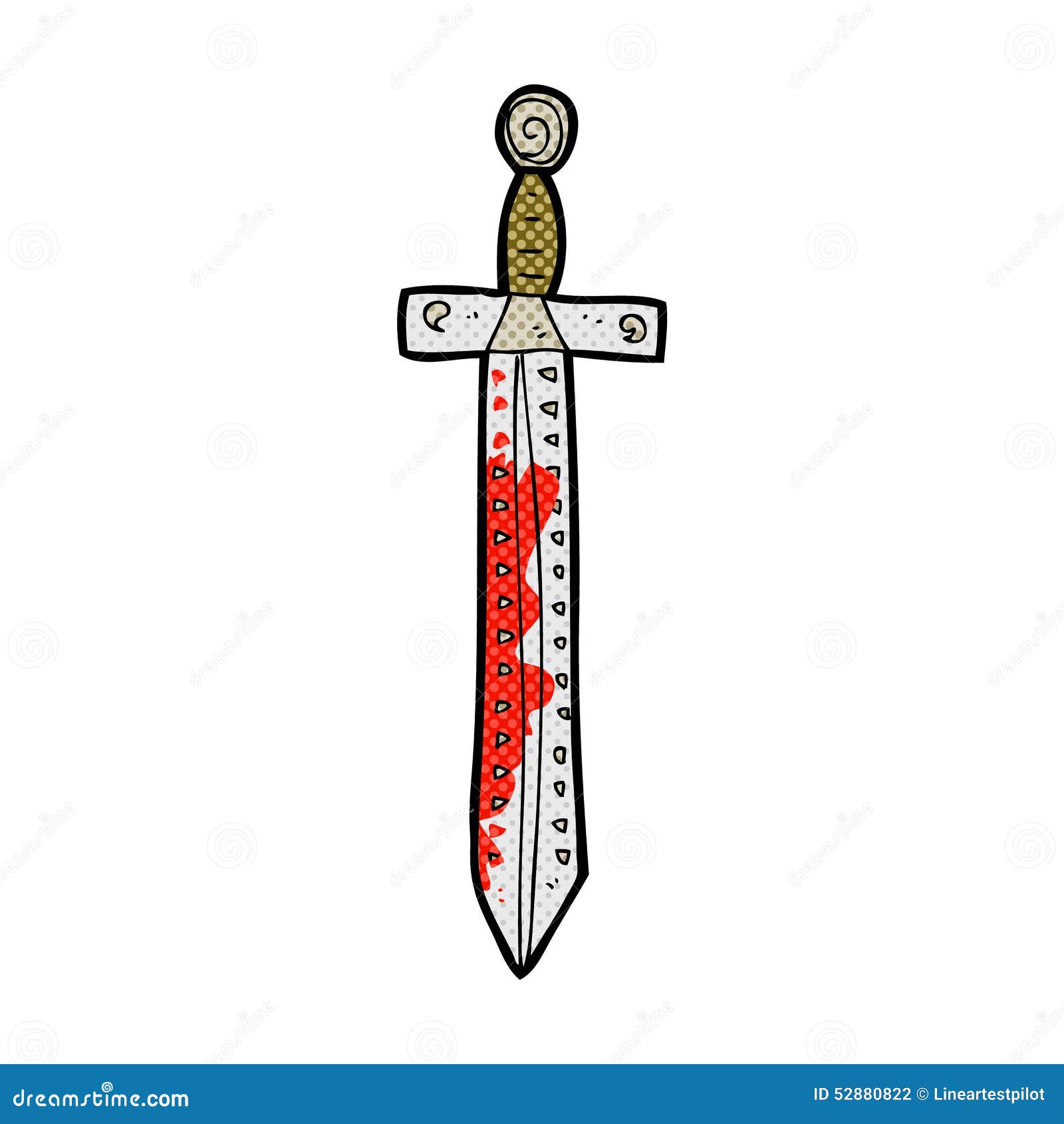 Comic Cartoon Blood Splattered Sword Stock Illustration - Illustration ...