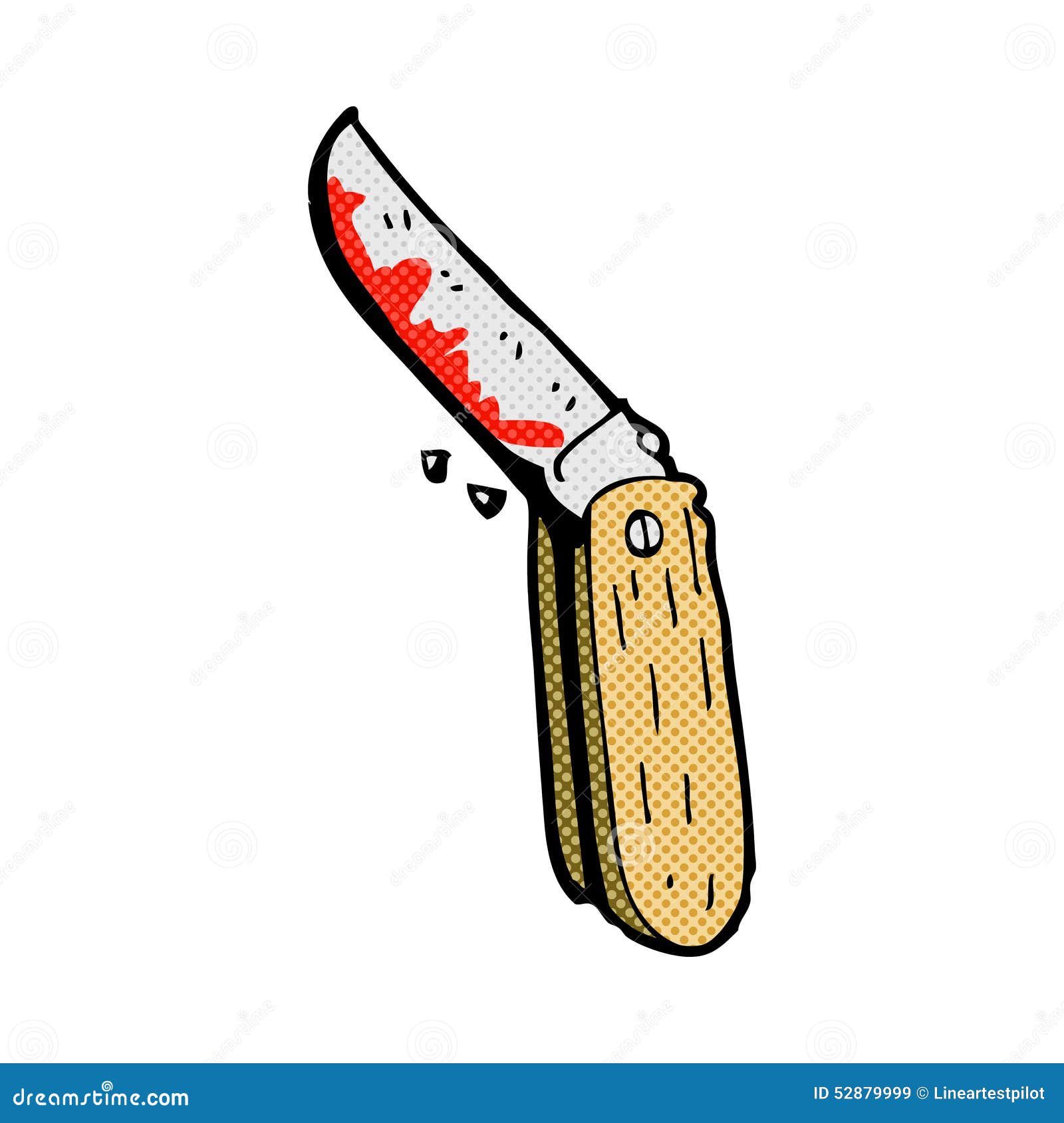 Comic Cartoon Bloody Folding Knife Stock Illustration - Illustration of ...