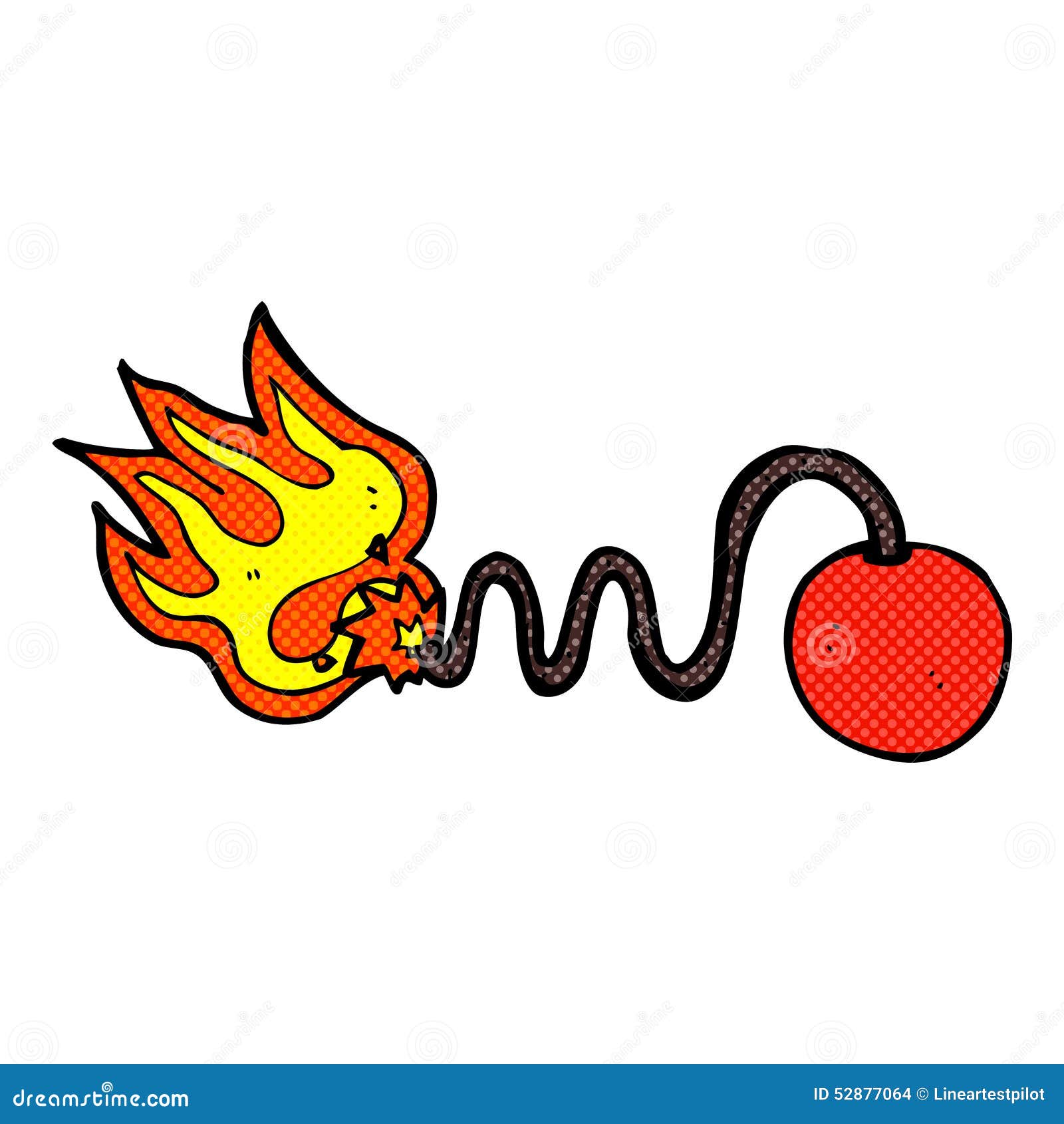 Comic Cartoon Bomb with Burning Fuse Stock Illustration - Illustration ...