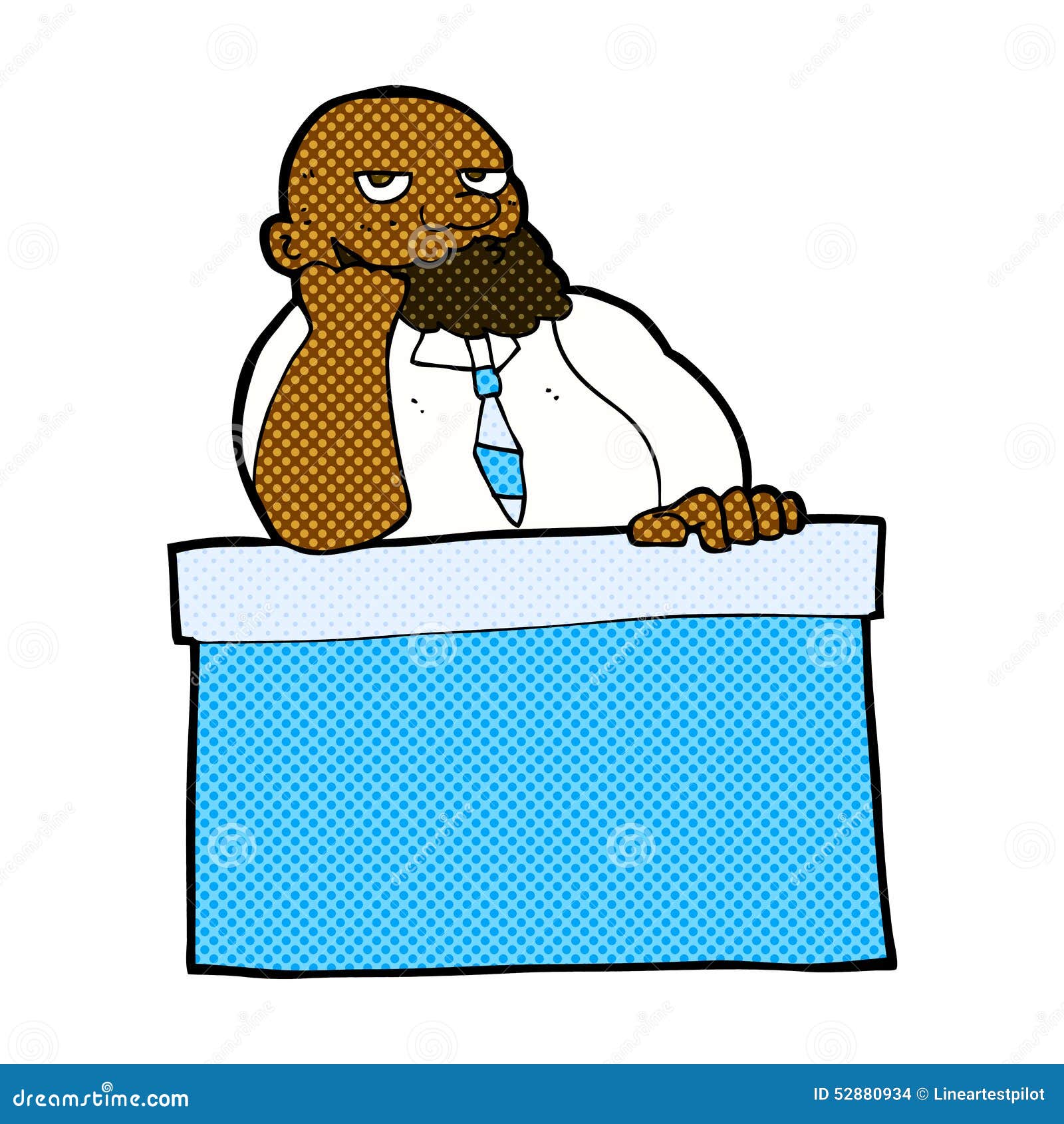 Comic Cartoon Bored Man at Desk Stock Illustration - Illustration of ...