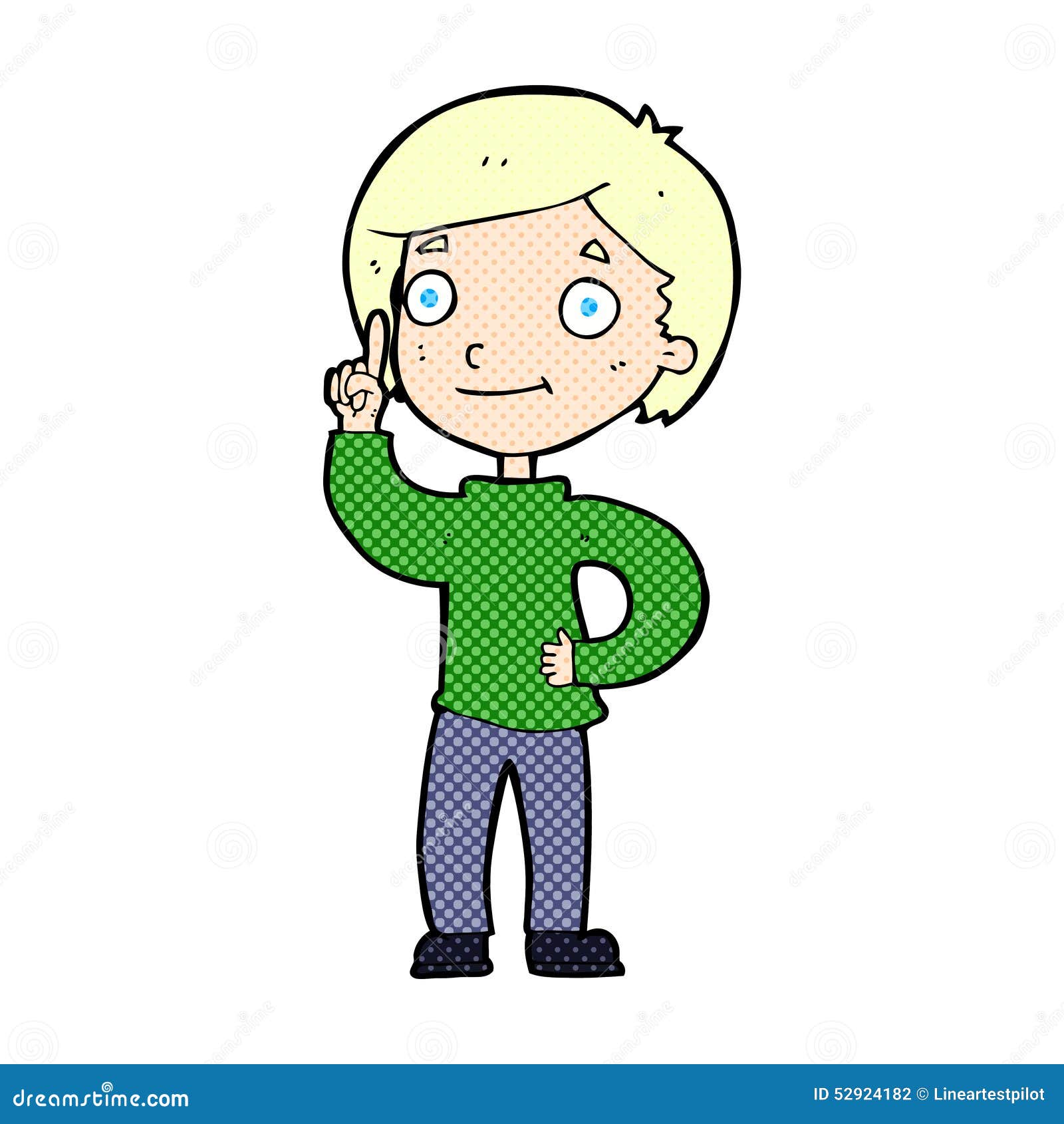 Comic Cartoon Boy with Idea Stock Illustration - Illustration of male ...