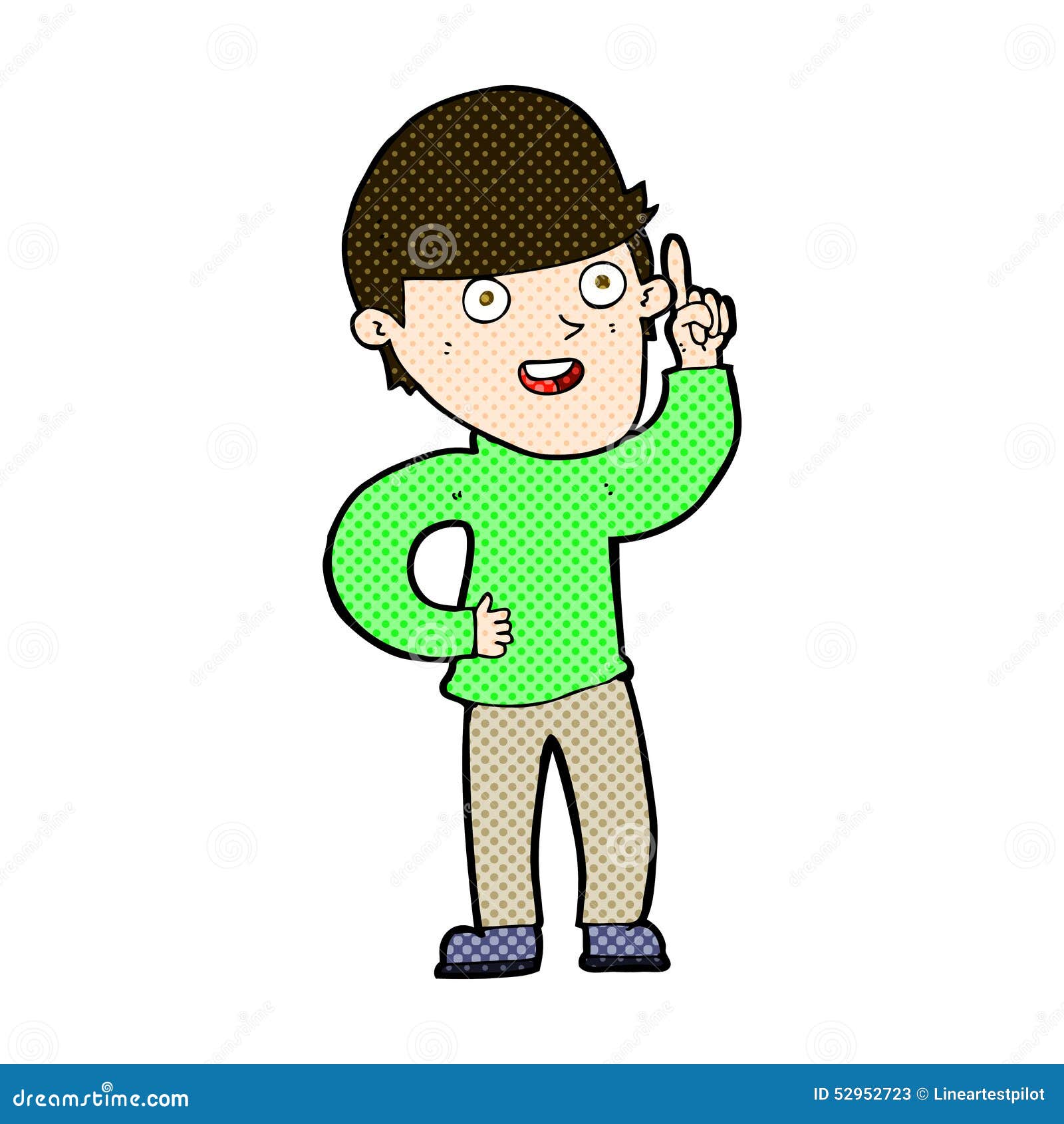 Comic Cartoon Boy with Idea Stock Illustration - Illustration of ...