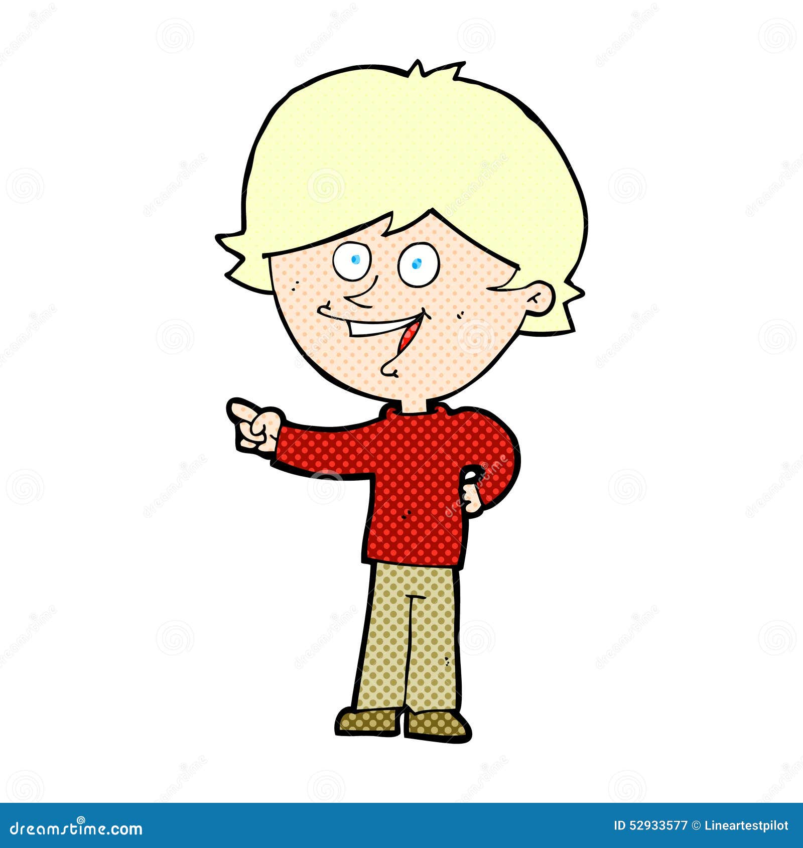 Comic Cartoon Boy Laughing and Pointing Stock Illustration ...