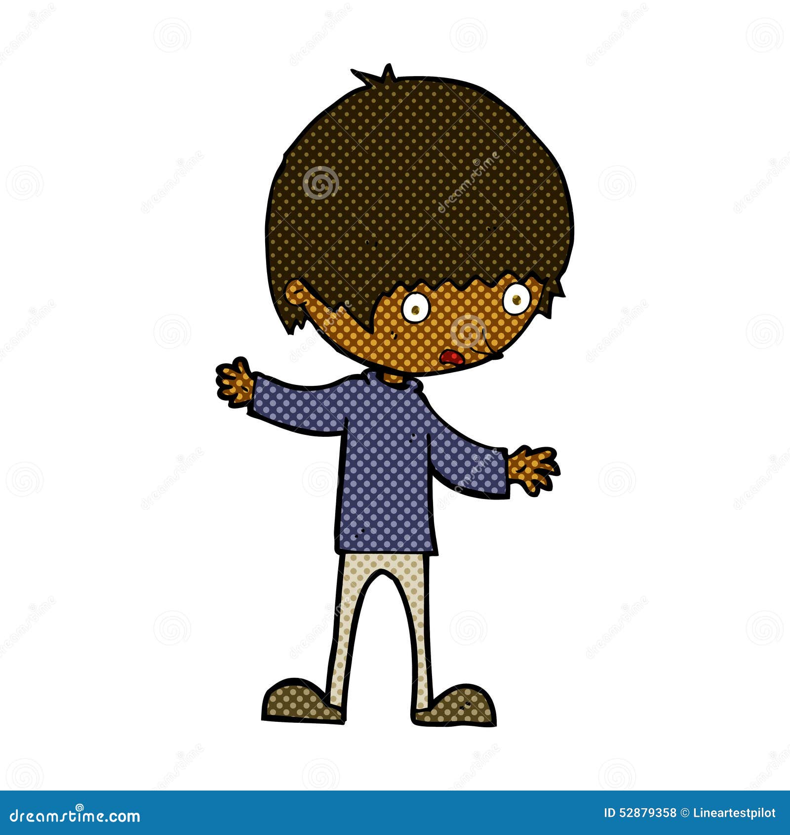 Comic Cartoon Boy with Outstretched Arms Stock Illustration ...