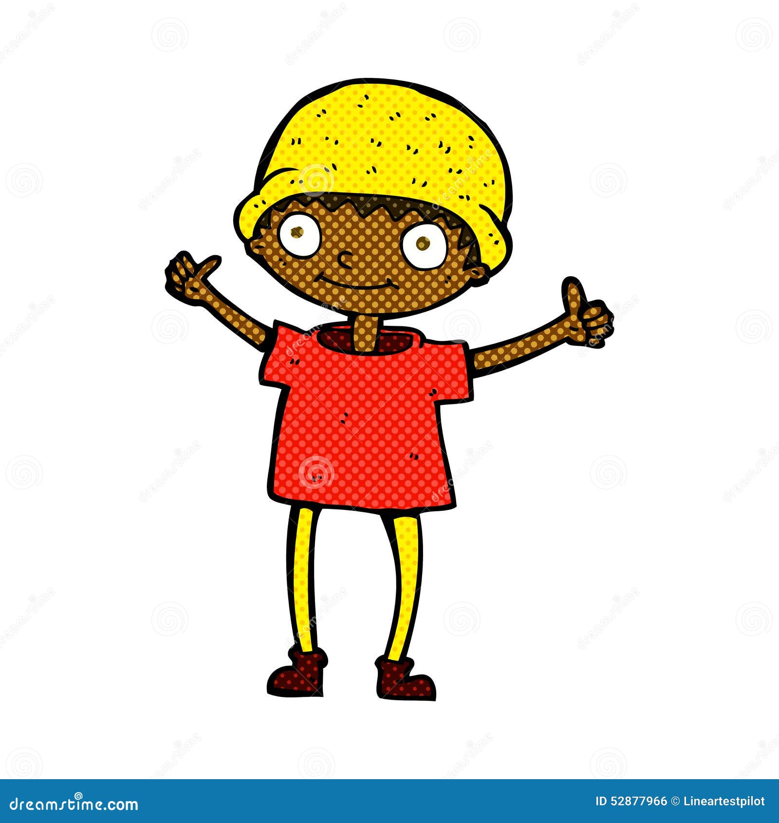 Comic Cartoon Boy with Positive Attitude Stock Illustration ...