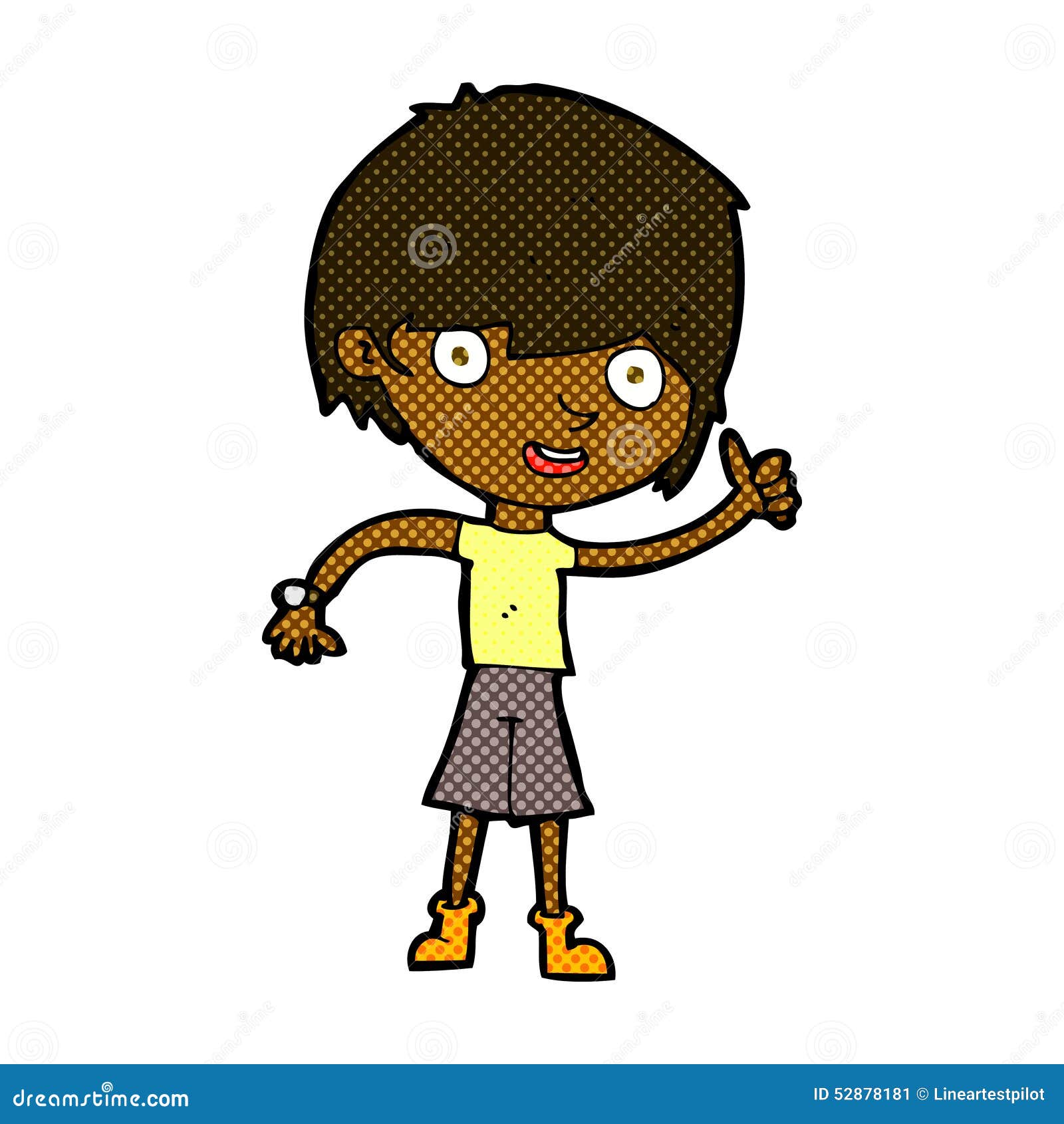 Comic Cartoon Boy with Positive Attitude Stock Illustration ...