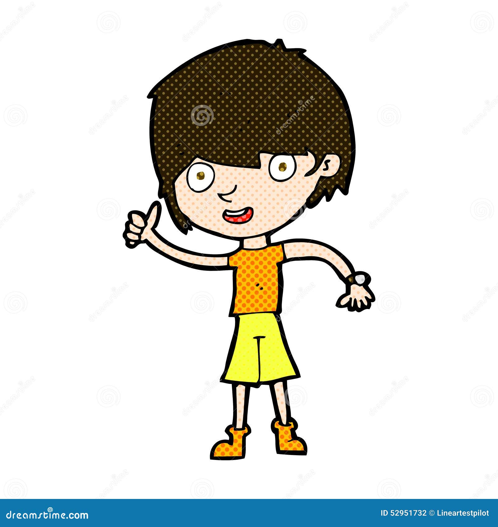 Comic Cartoon Boy with Positive Attitude Stock Illustration ...